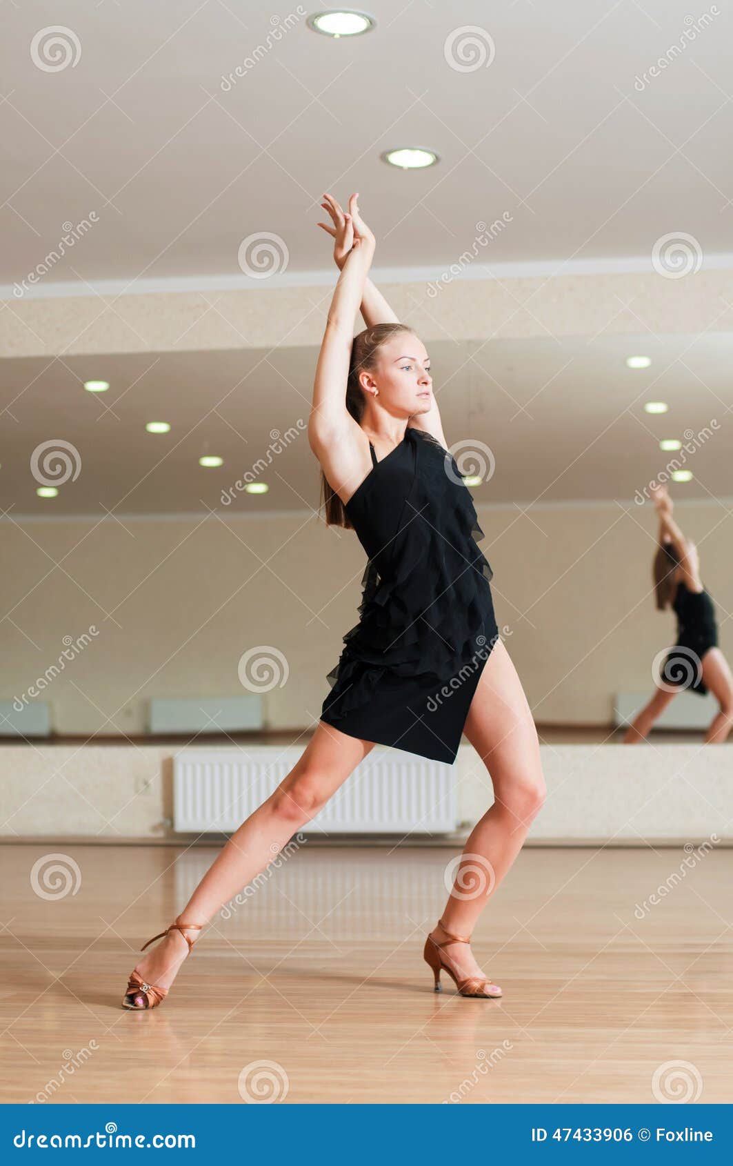 Young Girl Doing Exercises in a Dance Class Stock Photo - Image of loss ...