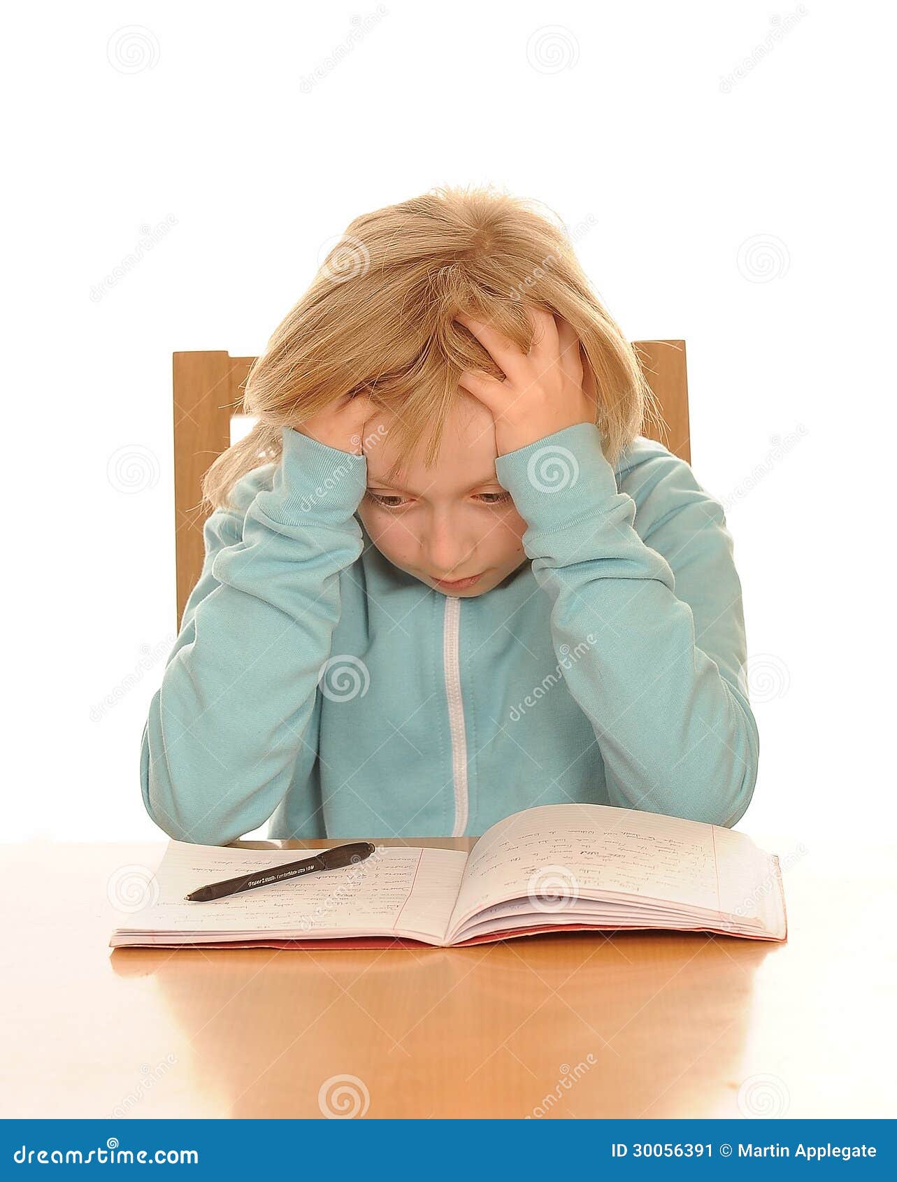 Stressed Girl Doing Homework Stock Image - Image of school, young: 30056391