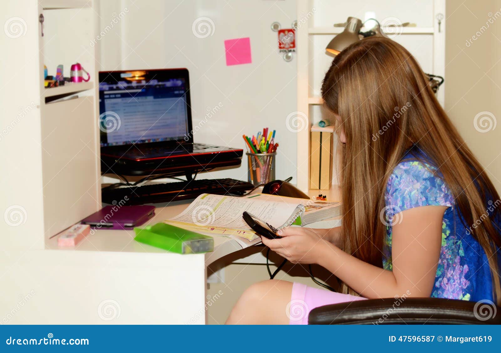 Young Girl Doing Her Homework. Stock Image - Image of desk, intelligent ...