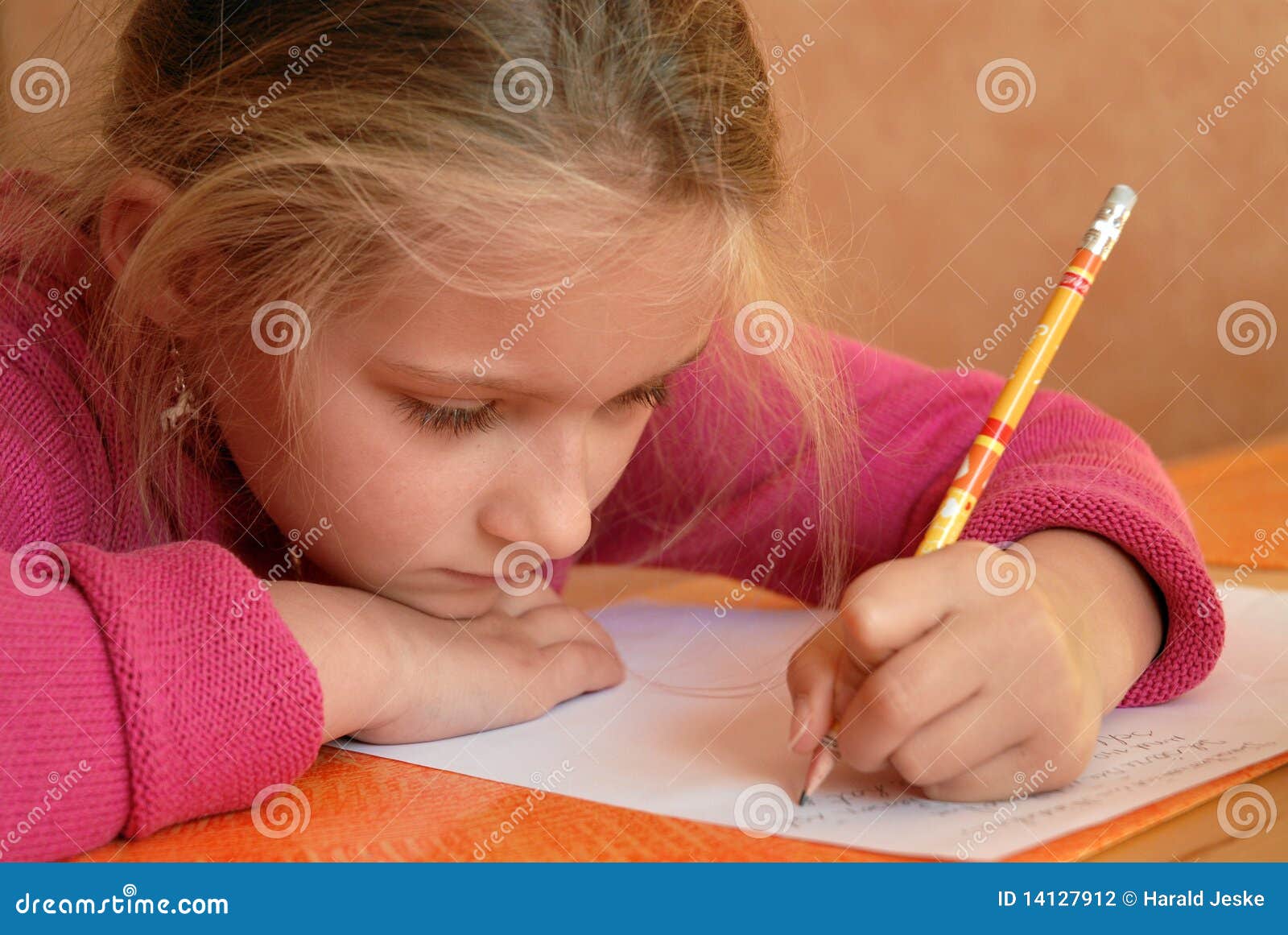 Young Girl Doing School Work Stock Photo - Image of schoolchild ...