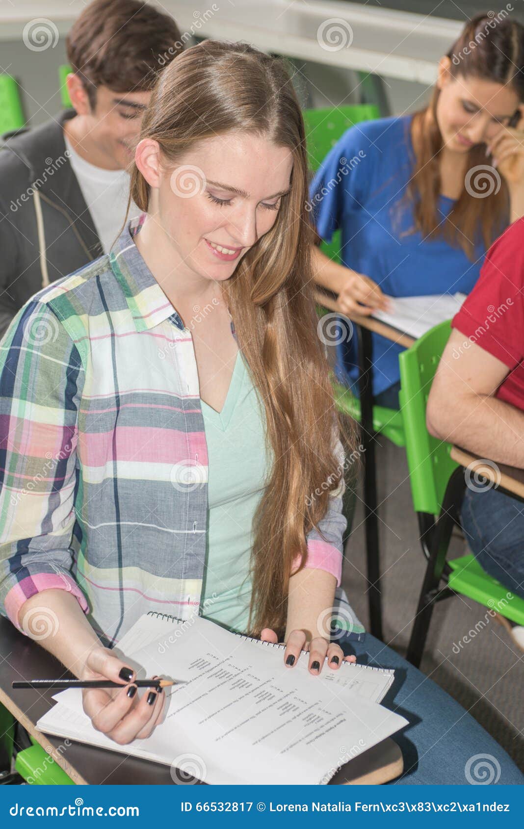 Young girl doing a test stock image. Image of boys, person - 66532817
