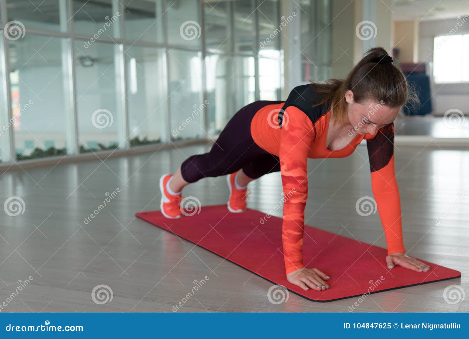 Young Girl Doing Variation of Exercise Plank Stock Image - Image of ...