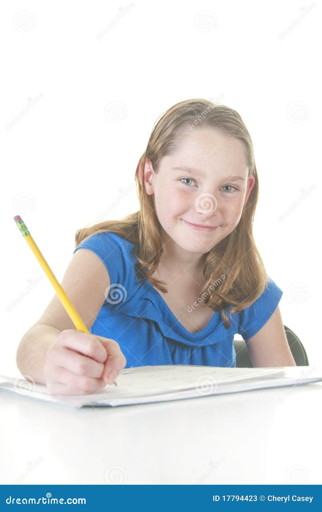 Young girl doing work stock image. Image of childhood - 17794423