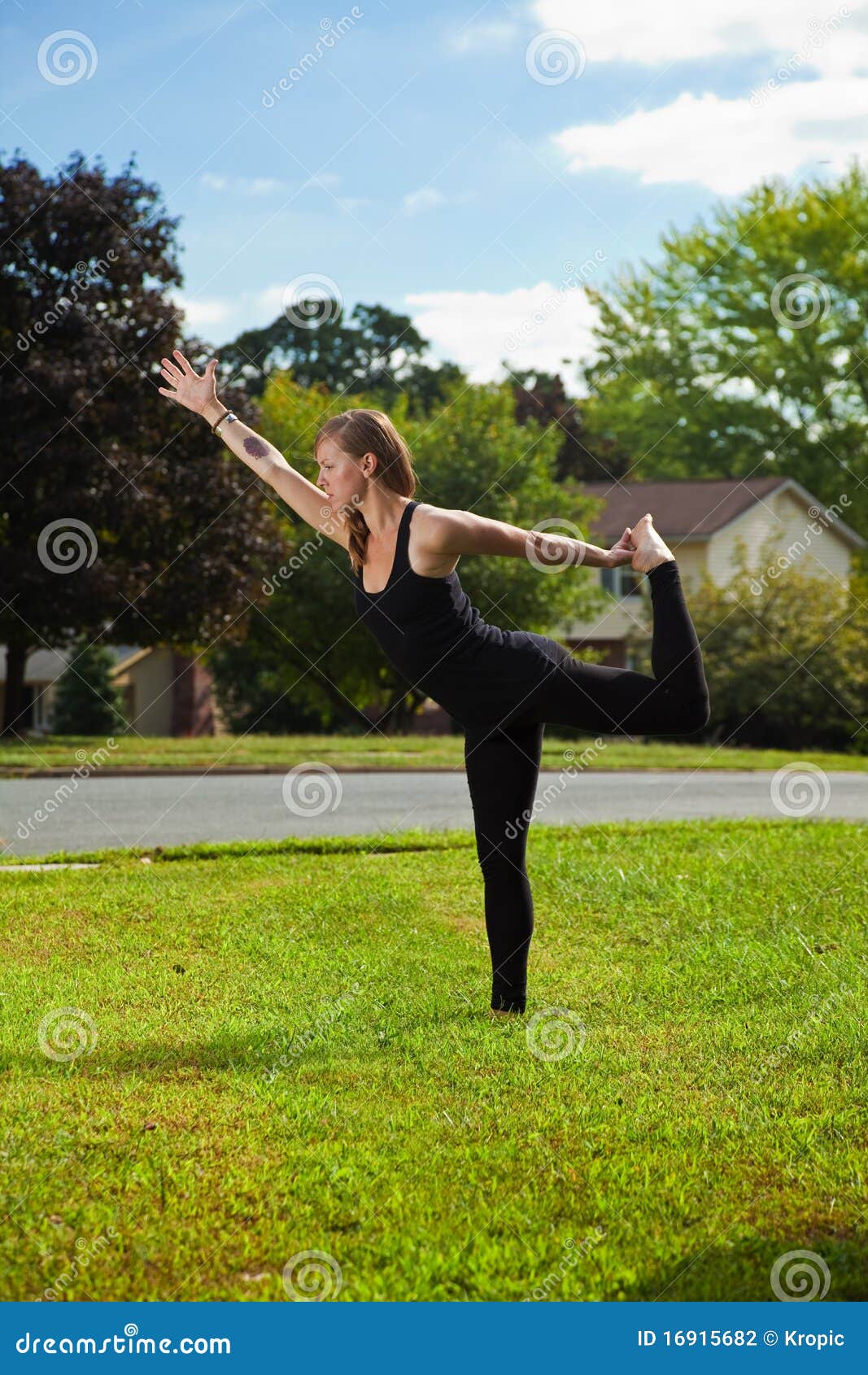 Young Girl Doing Yoga Exercise Alone Stock Photo - Image of beautiful ...