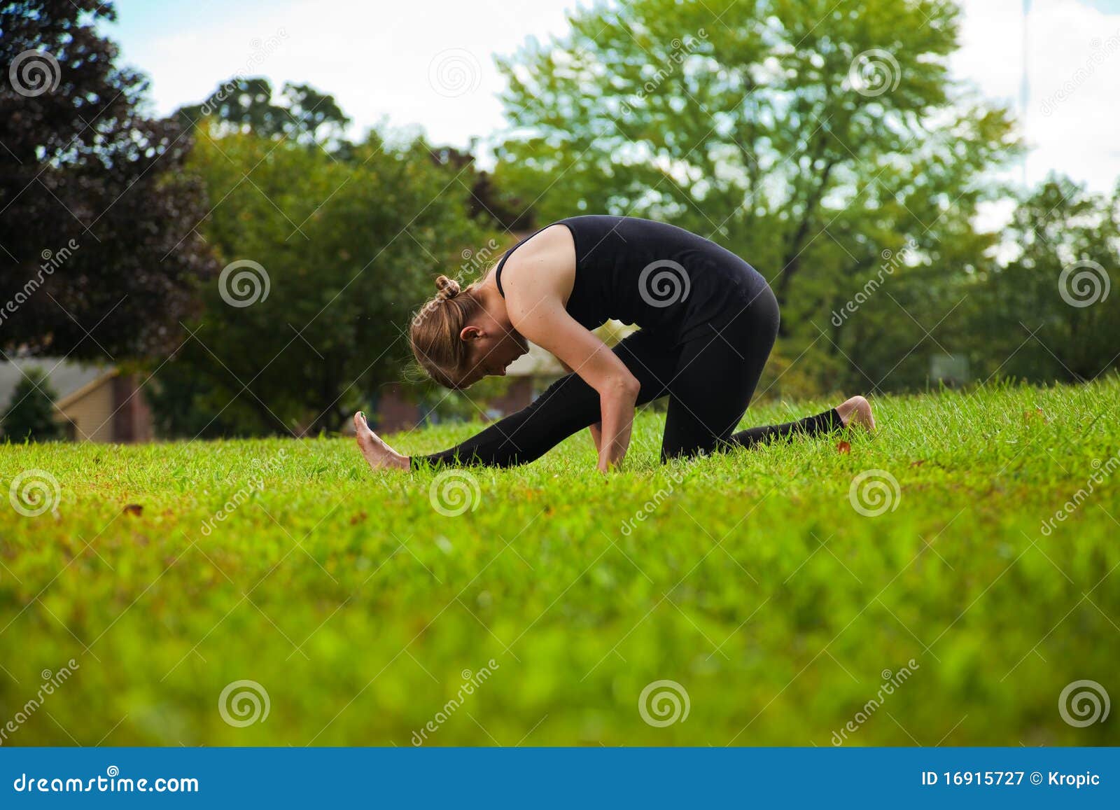 Young Girl Doing Yoga Exercise Alone Stock Image - Image of active ...