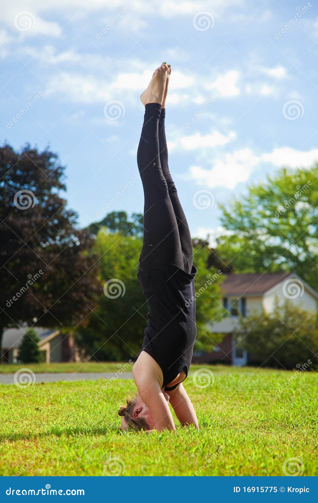 Young Girl Doing Yoga Exercise Alone Stock Image - Image of physical ...