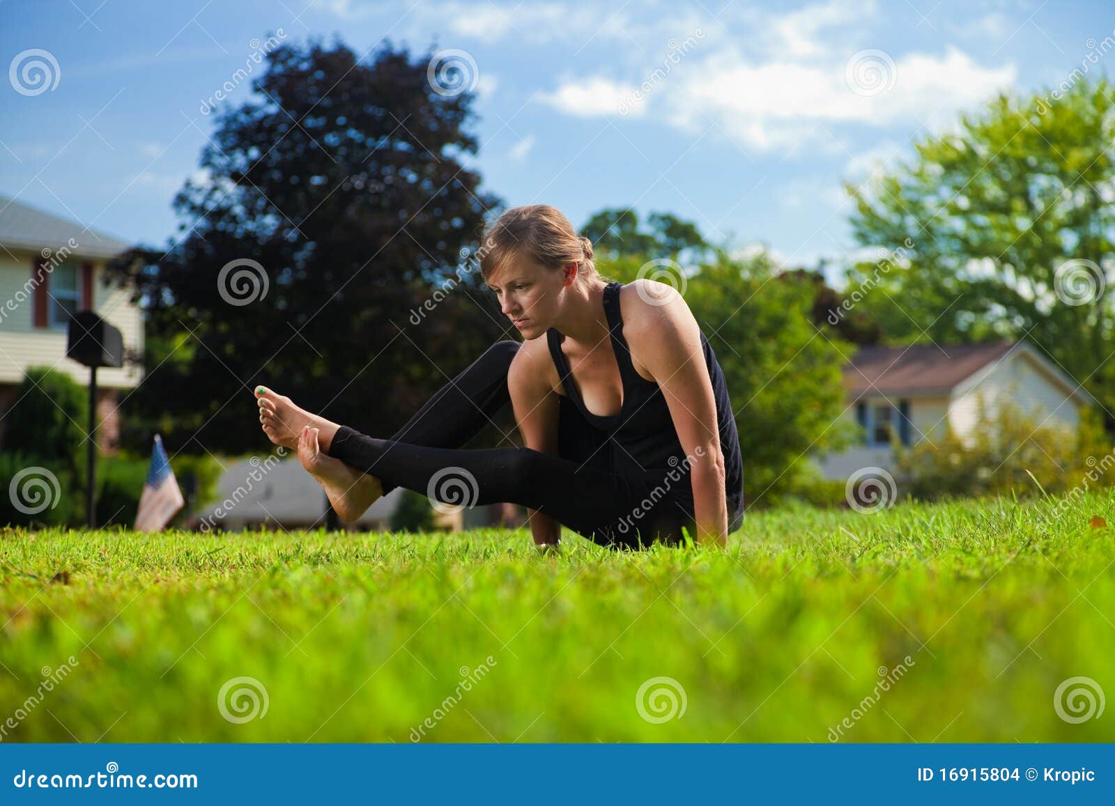Young Girl Doing Yoga Exercise Alone Stock Photo - Image of beauty ...