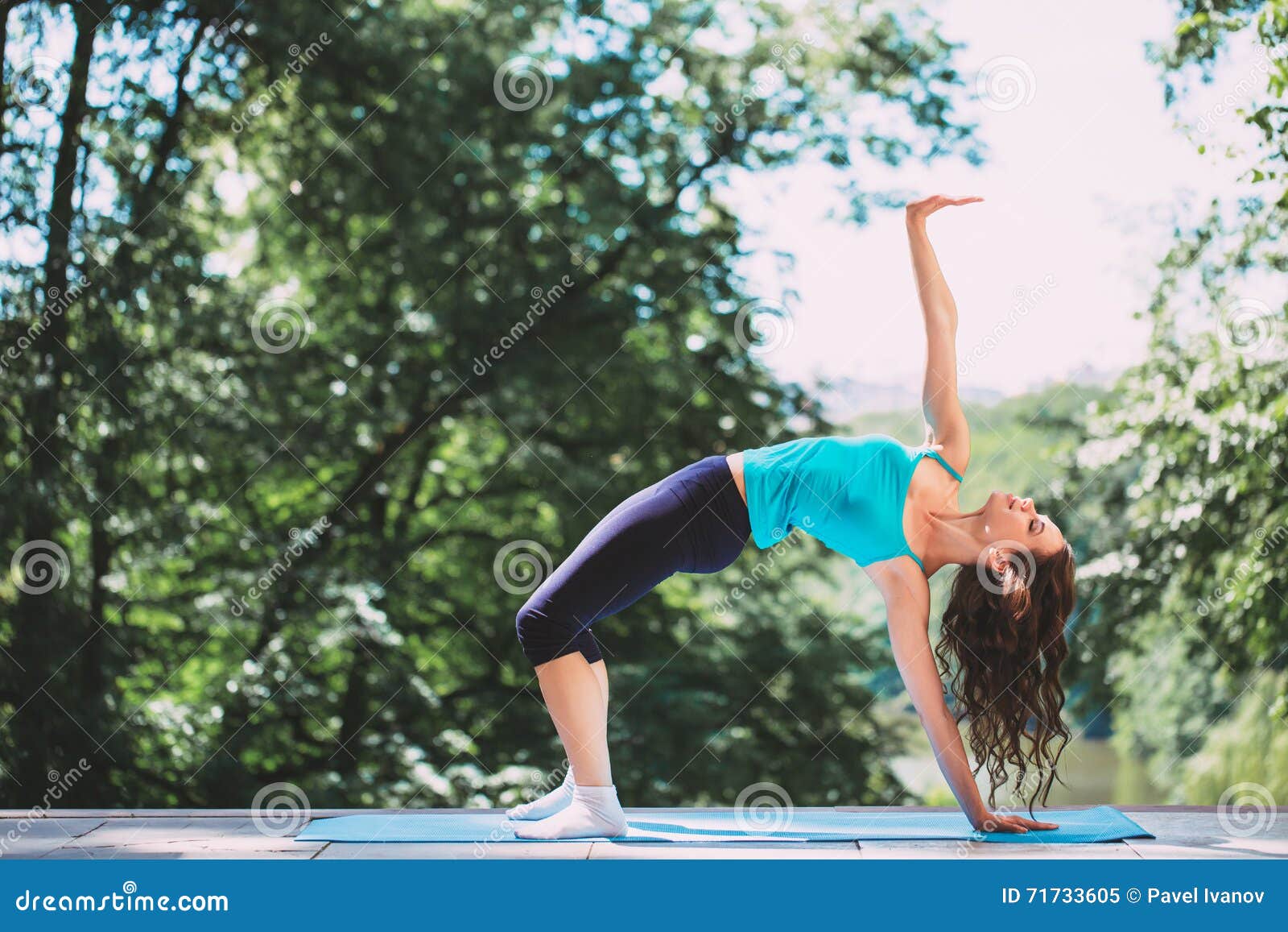 Young girl doing yoga. stock image. Image of meditation - 71733605
