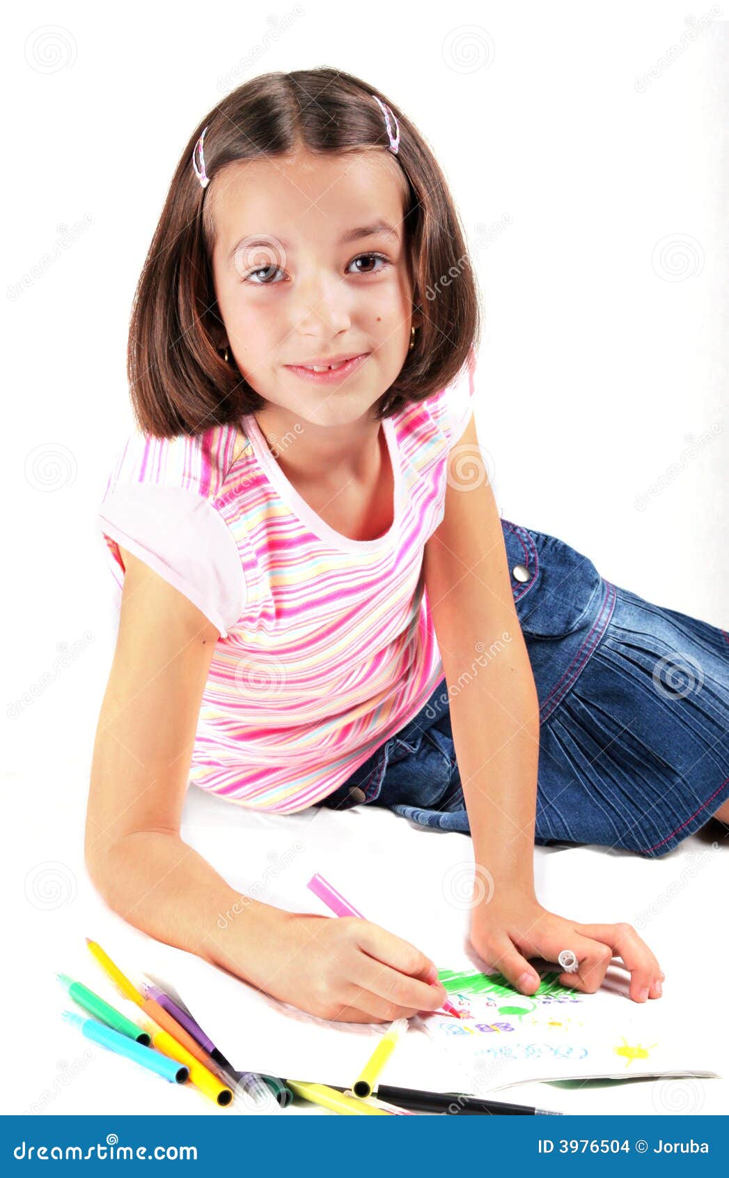 Young girl draw stock photo. Image of farmer, draw, childhood - 3976504