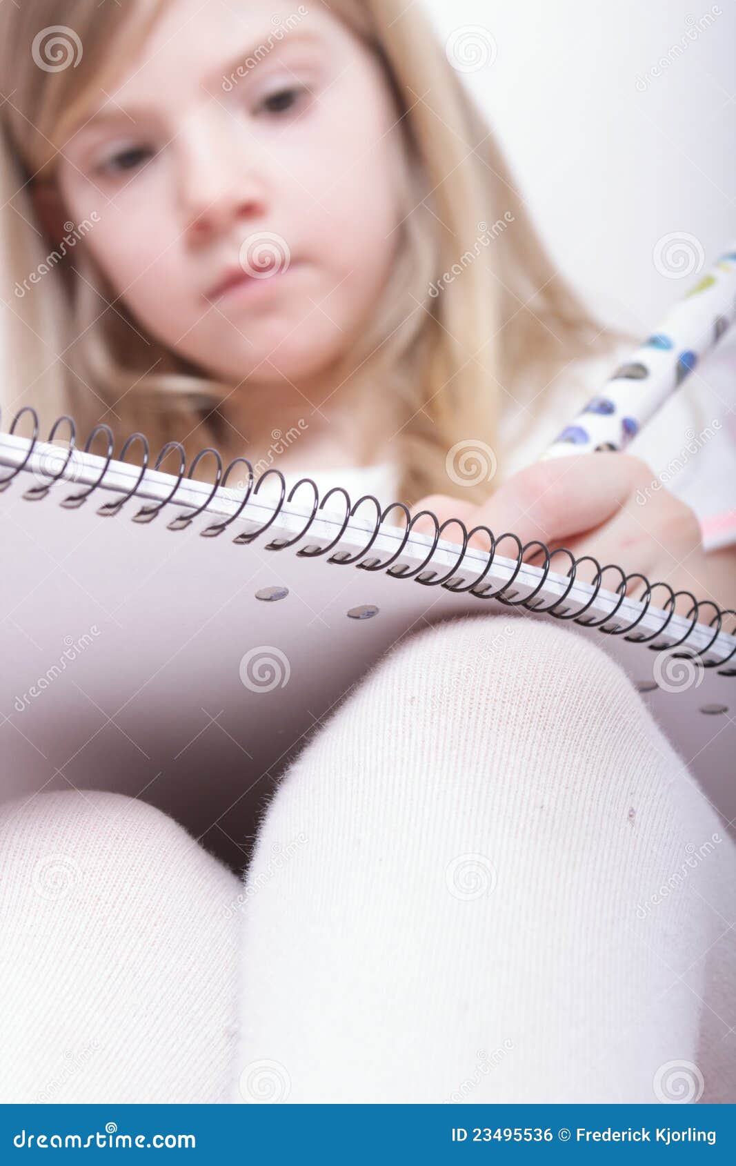 Young girl drawing stock photo. Image of beautiful, notepad - 23495536
