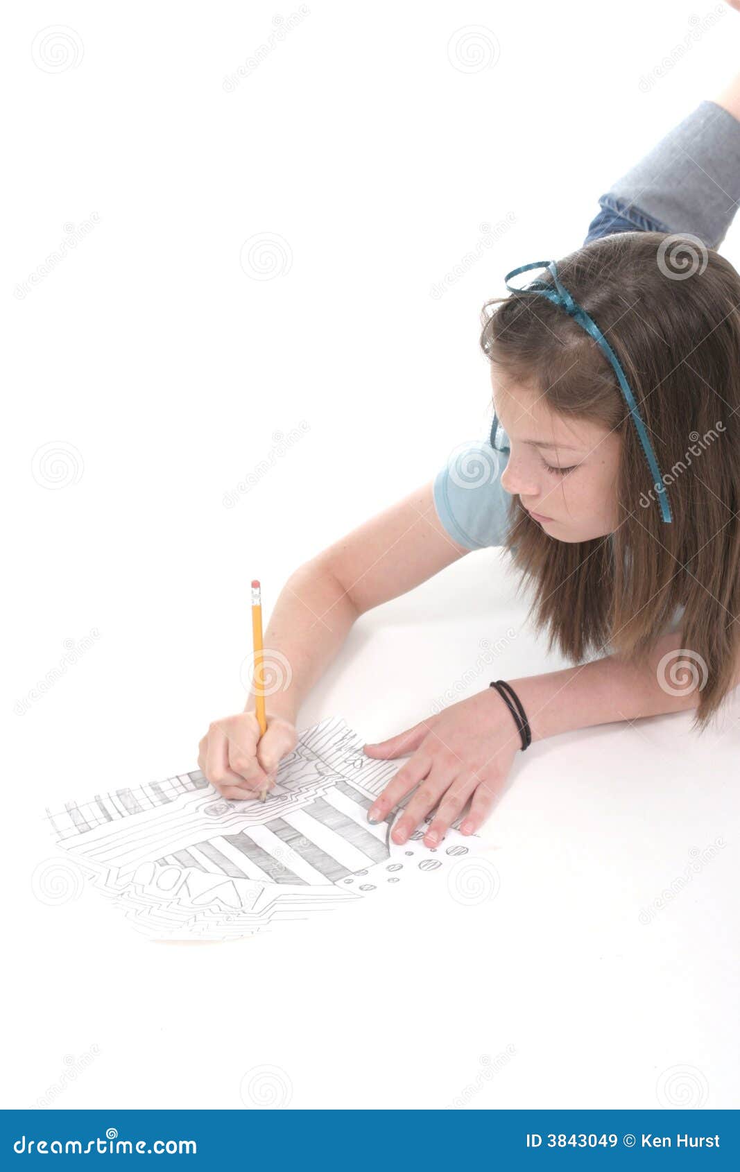 Young Girl Drawing and Writing 4 Stock Image - Image of lying, create ...