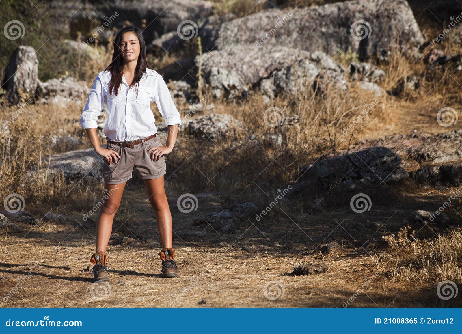Young Girl Dressed Adventurer Stock Image - Image of sitting, female ...