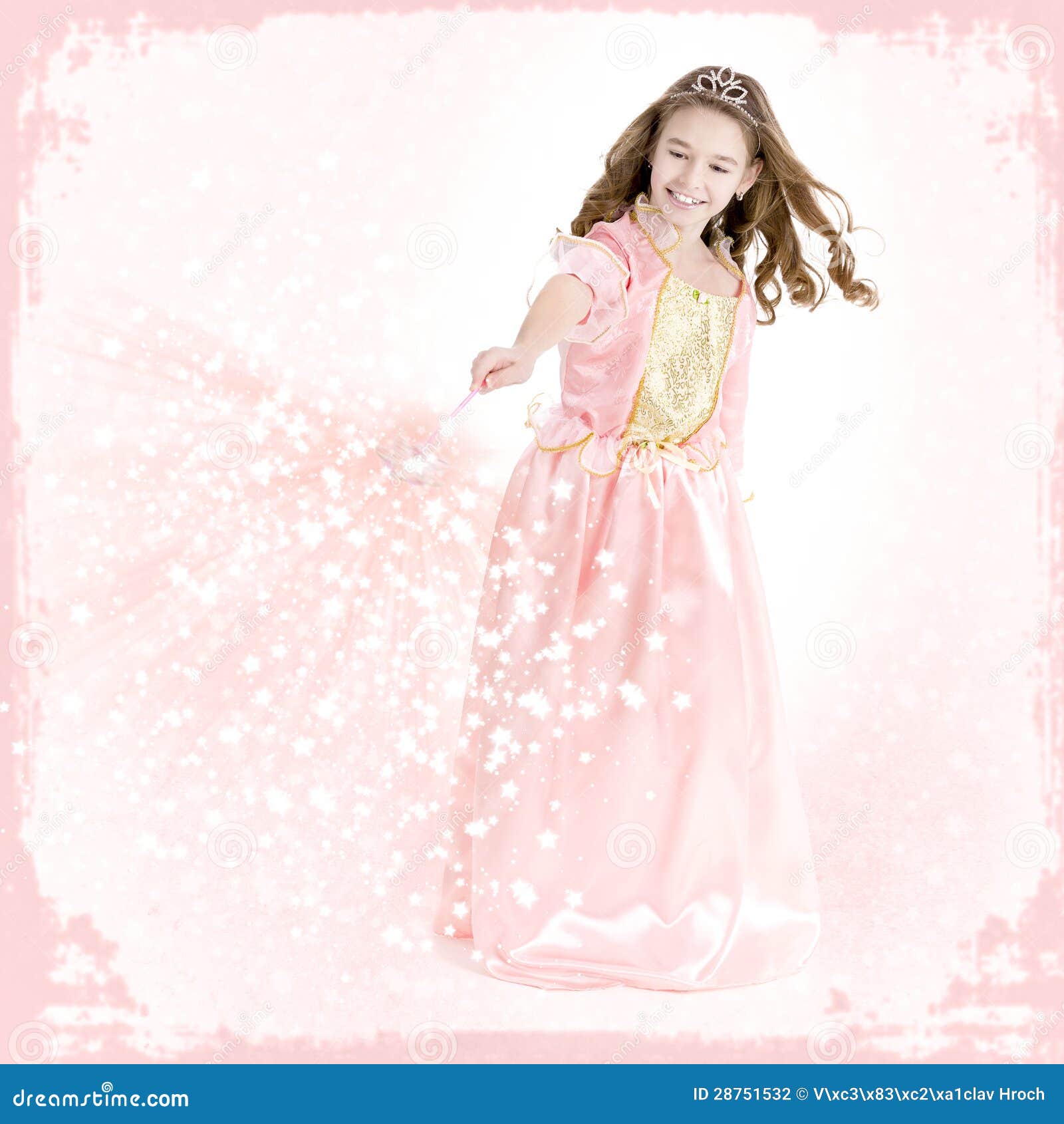 Young Girl Dressed As A Princess With Magic Wand Stock Photography ...