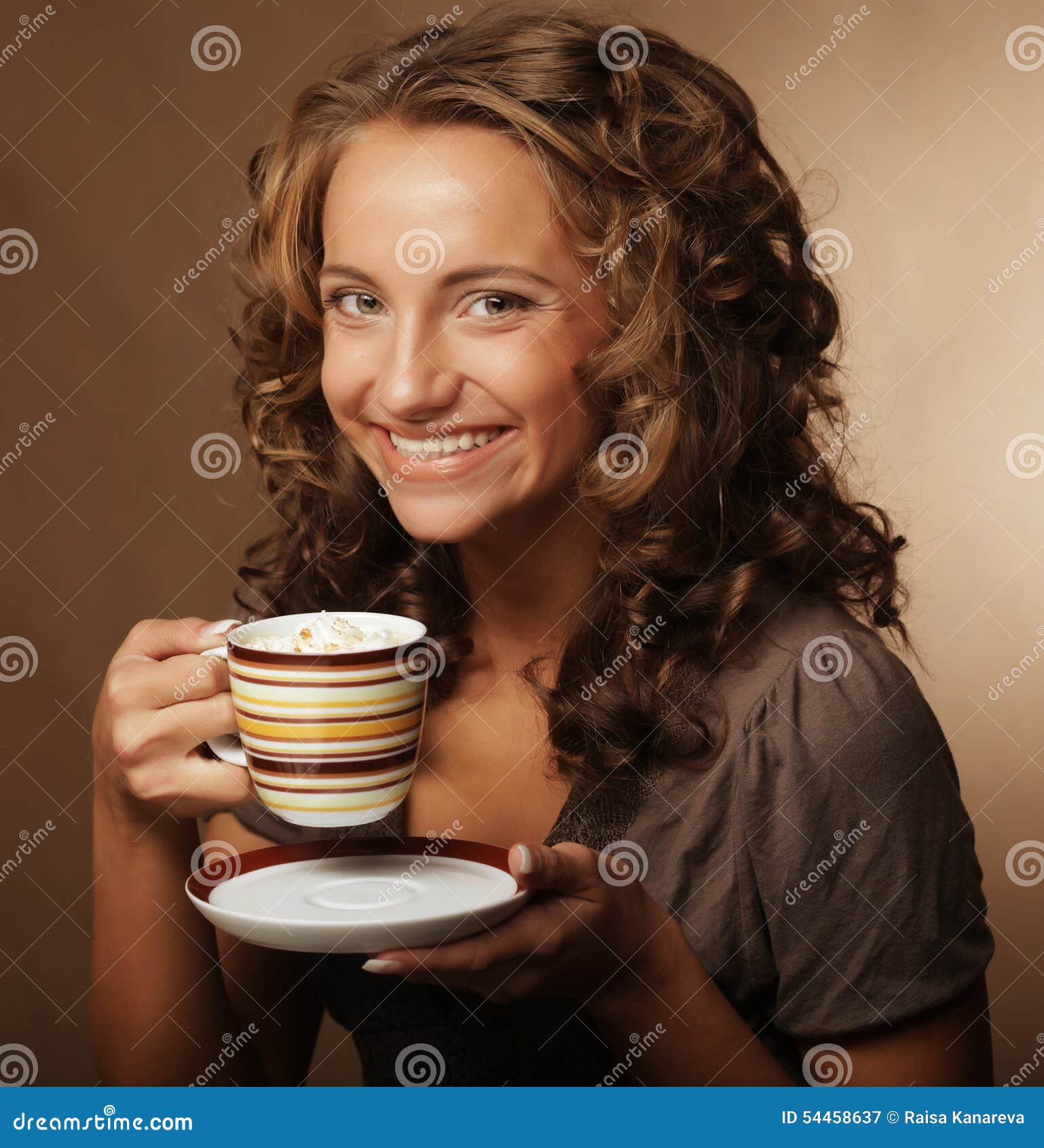 Young Girl Drinking Tea or Coffee Stock Image - Image of beautiful ...