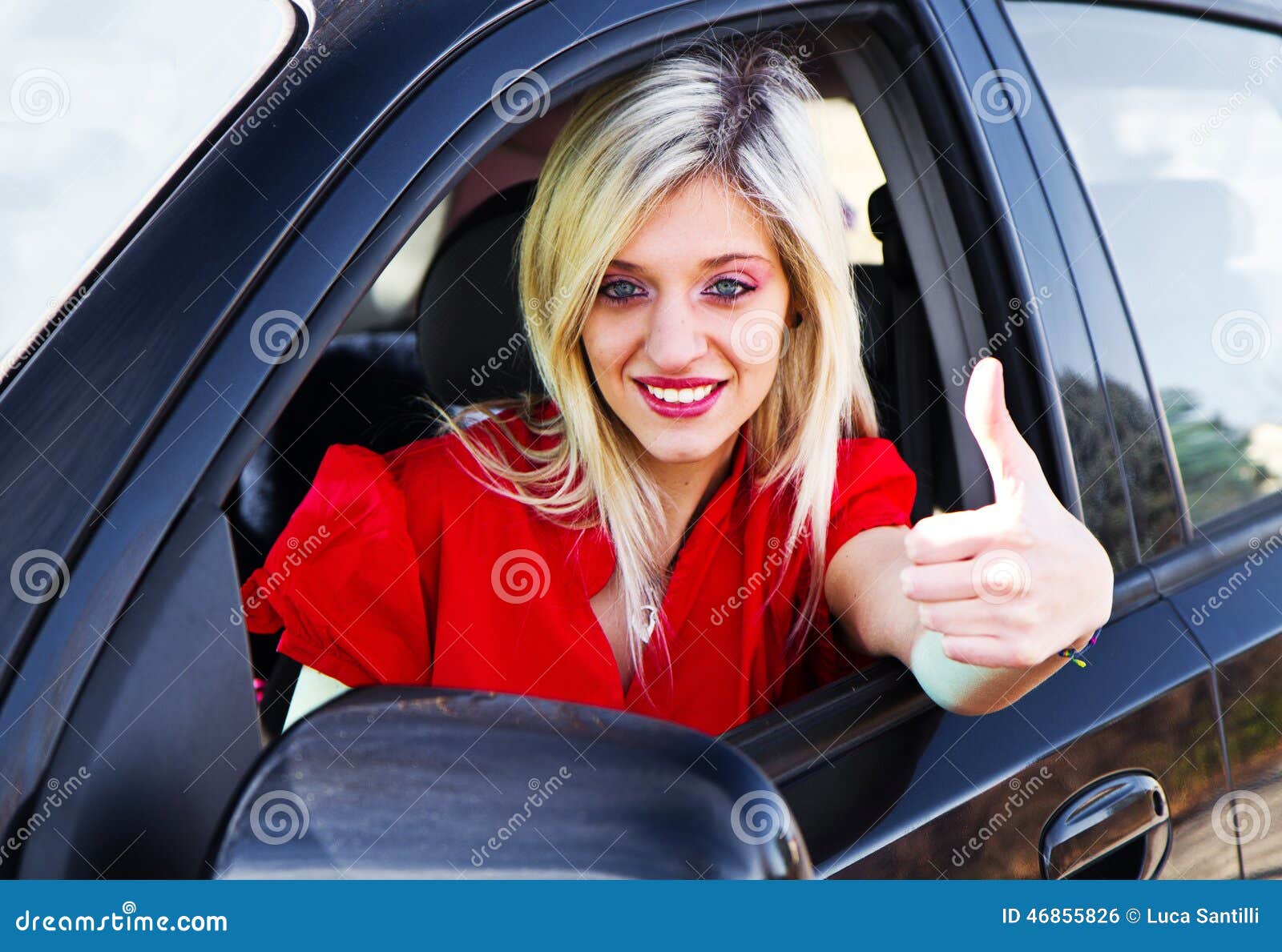 Young girl driving stock photo. Image of woman, novice - 46855826