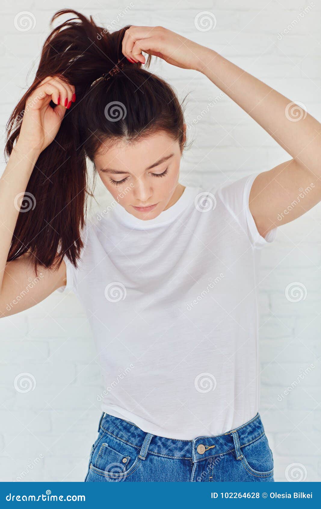 Young Girl in Dynamic Posing on Model Test Shoot with Natural Day Light ...