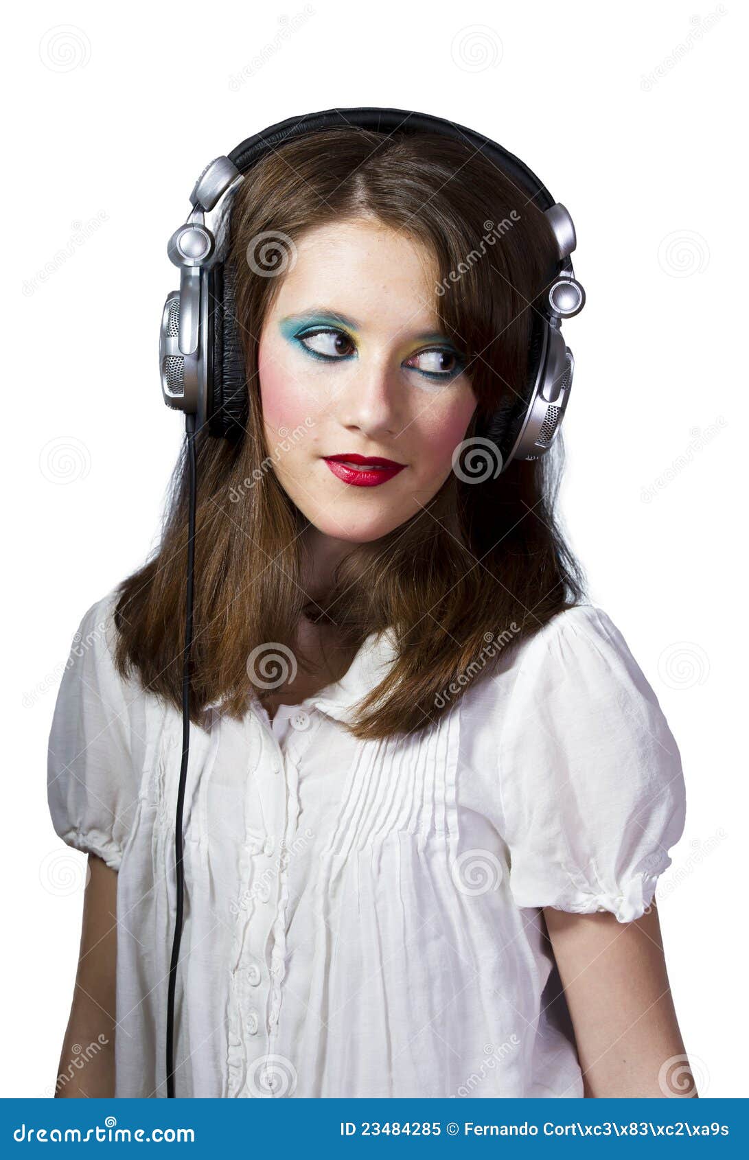 Young girl with earphones stock image. Image of girl - 23484285
