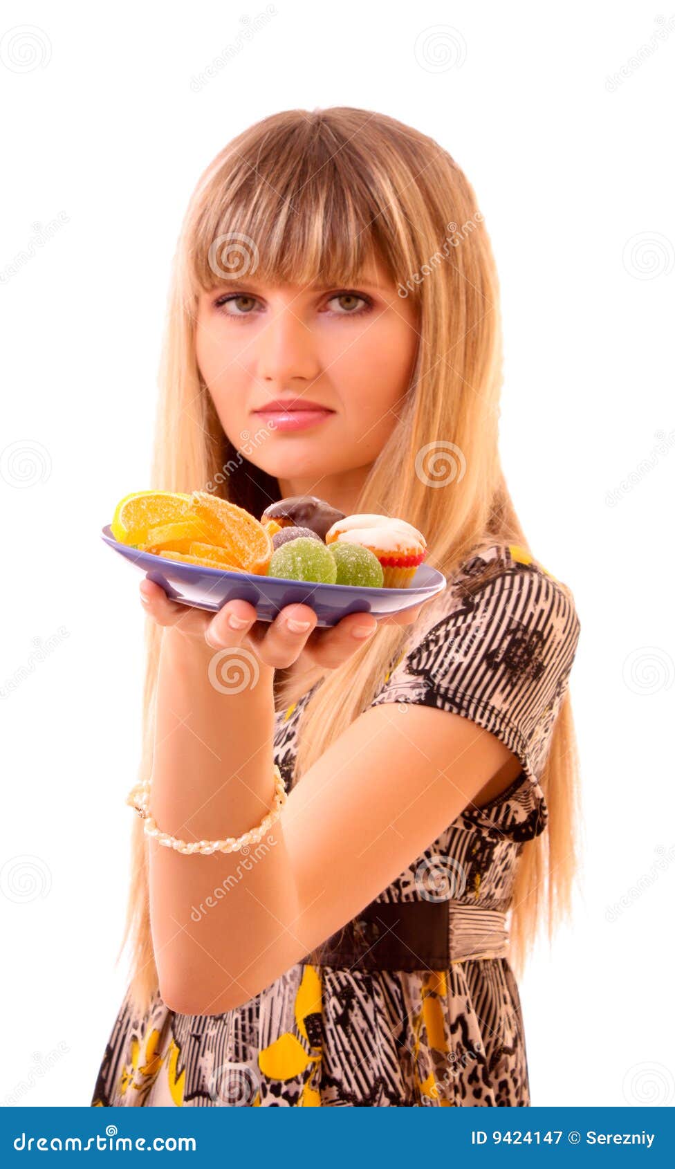 Young Girl Eat Fruit Jelly Isolated Stock Image - Image of yellow ...