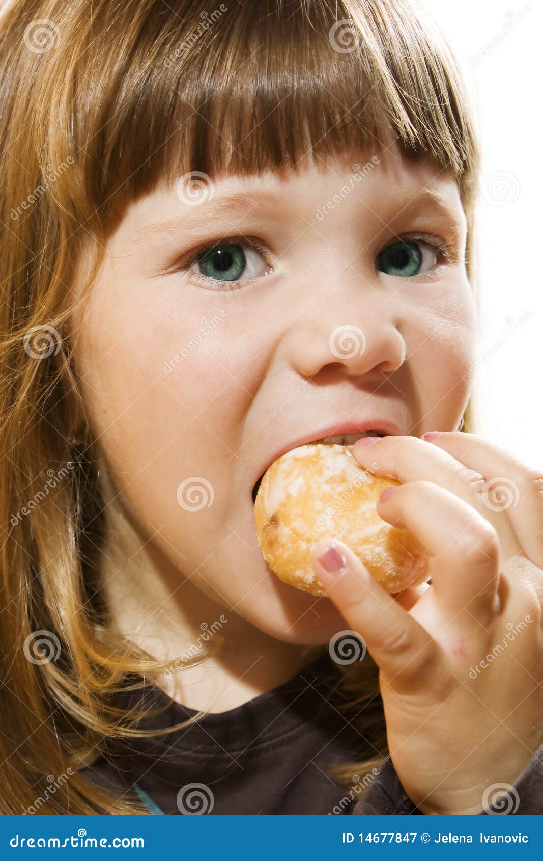 Young Girl Eating a Doughnut Stock Image - Image of little, white: 14677847