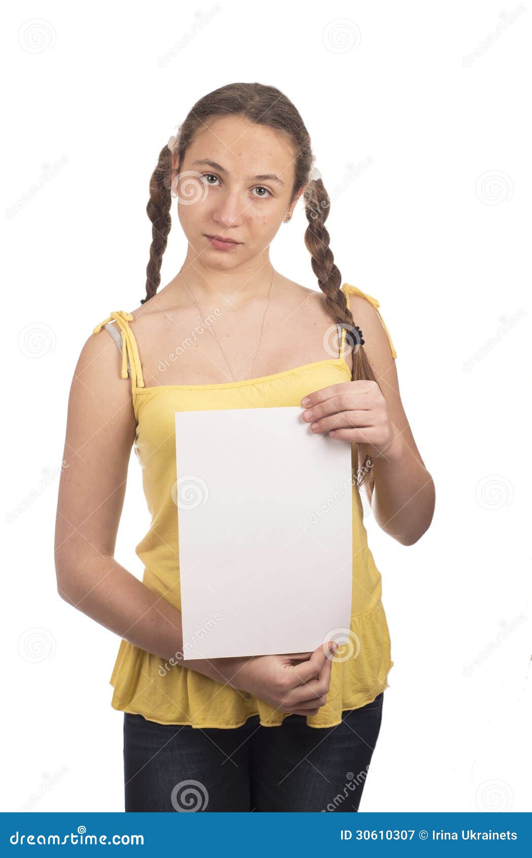 Young Girl with an Empty Paper Stock Image - Image of lips, form: 30610307