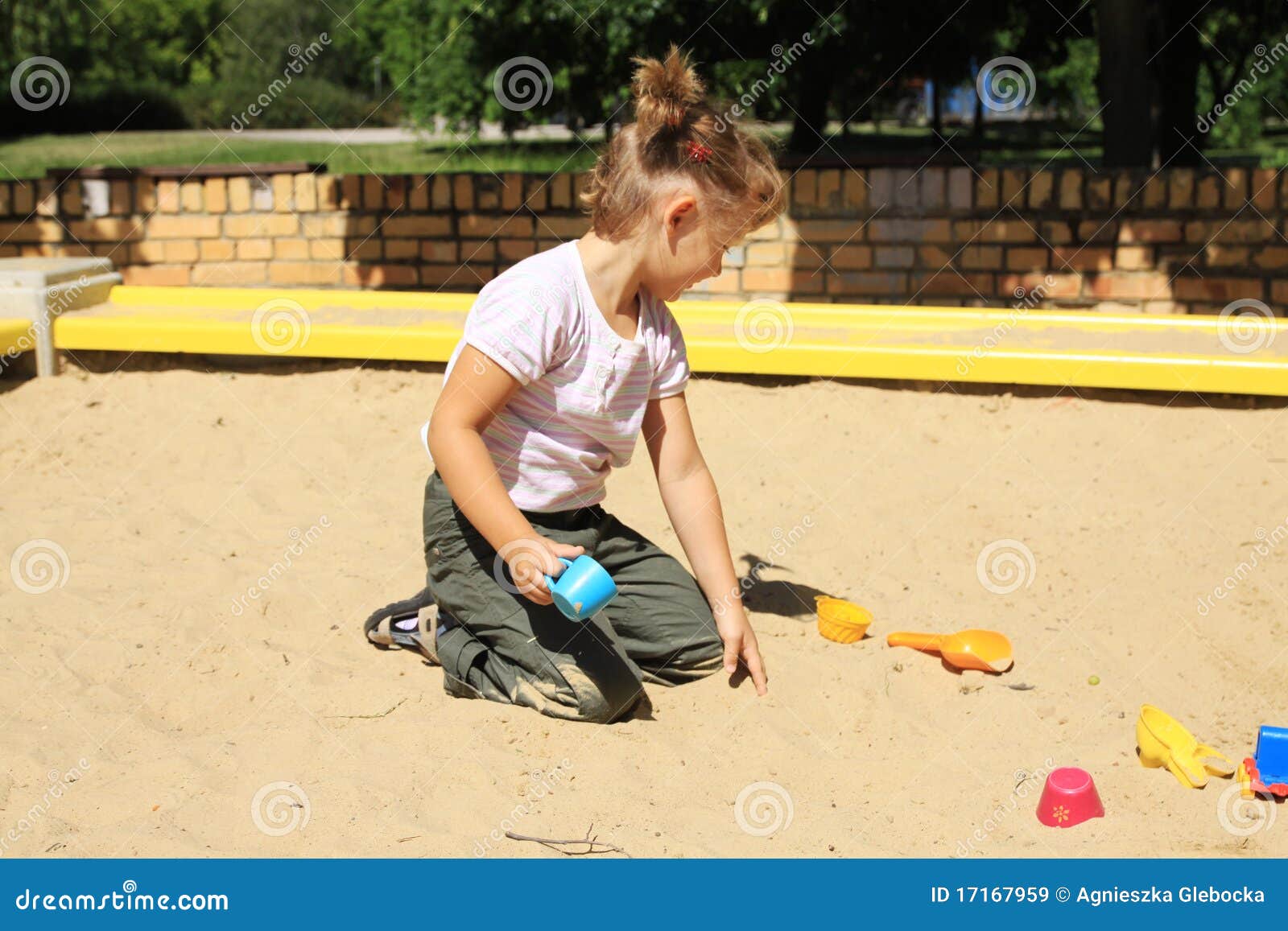 Young Girl Enjoys in the Sandbox Stock Image - Image of playground ...