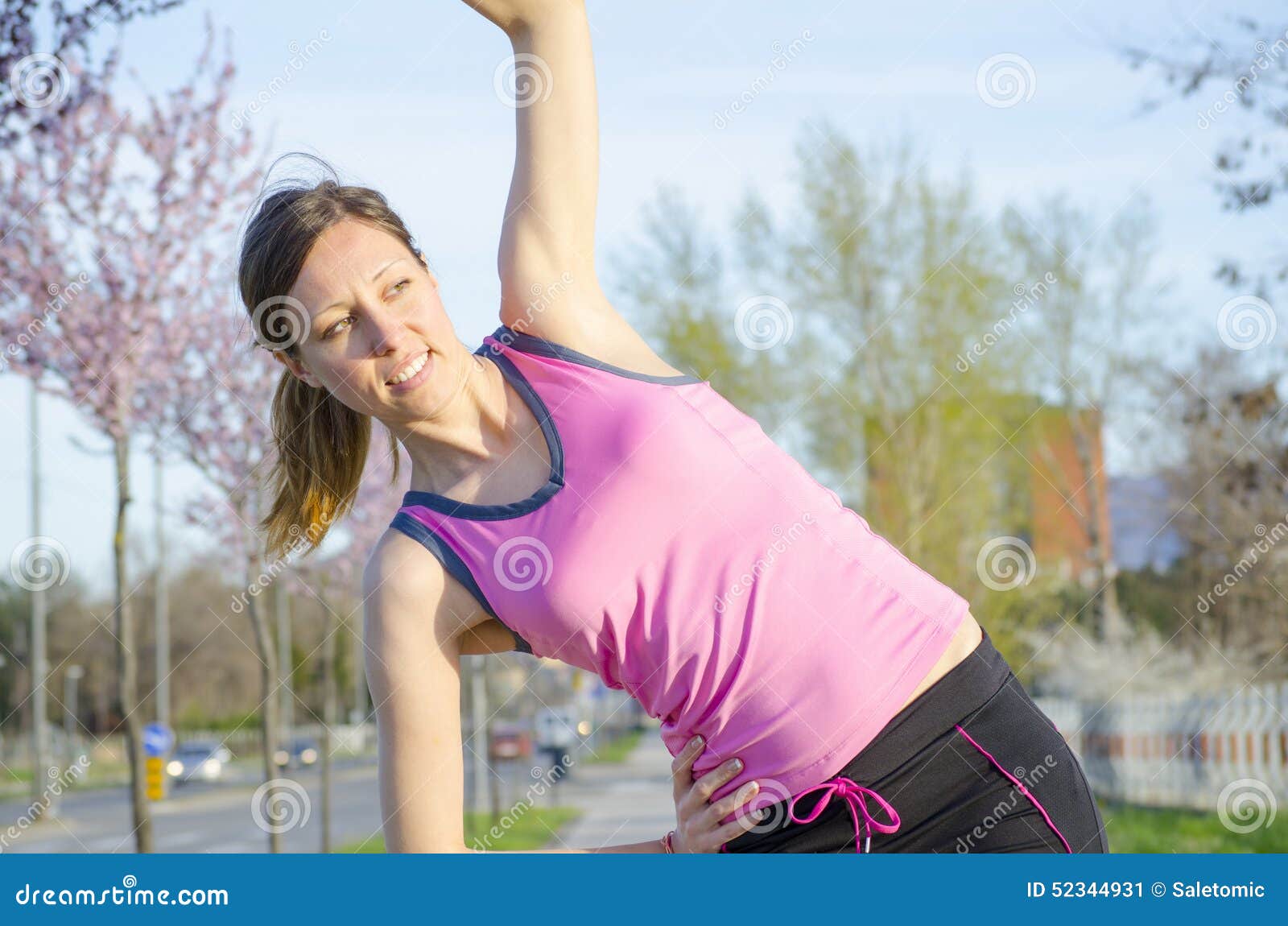 Young Girl Exercising Outdoors Stock Image - Image of outdoor, active ...