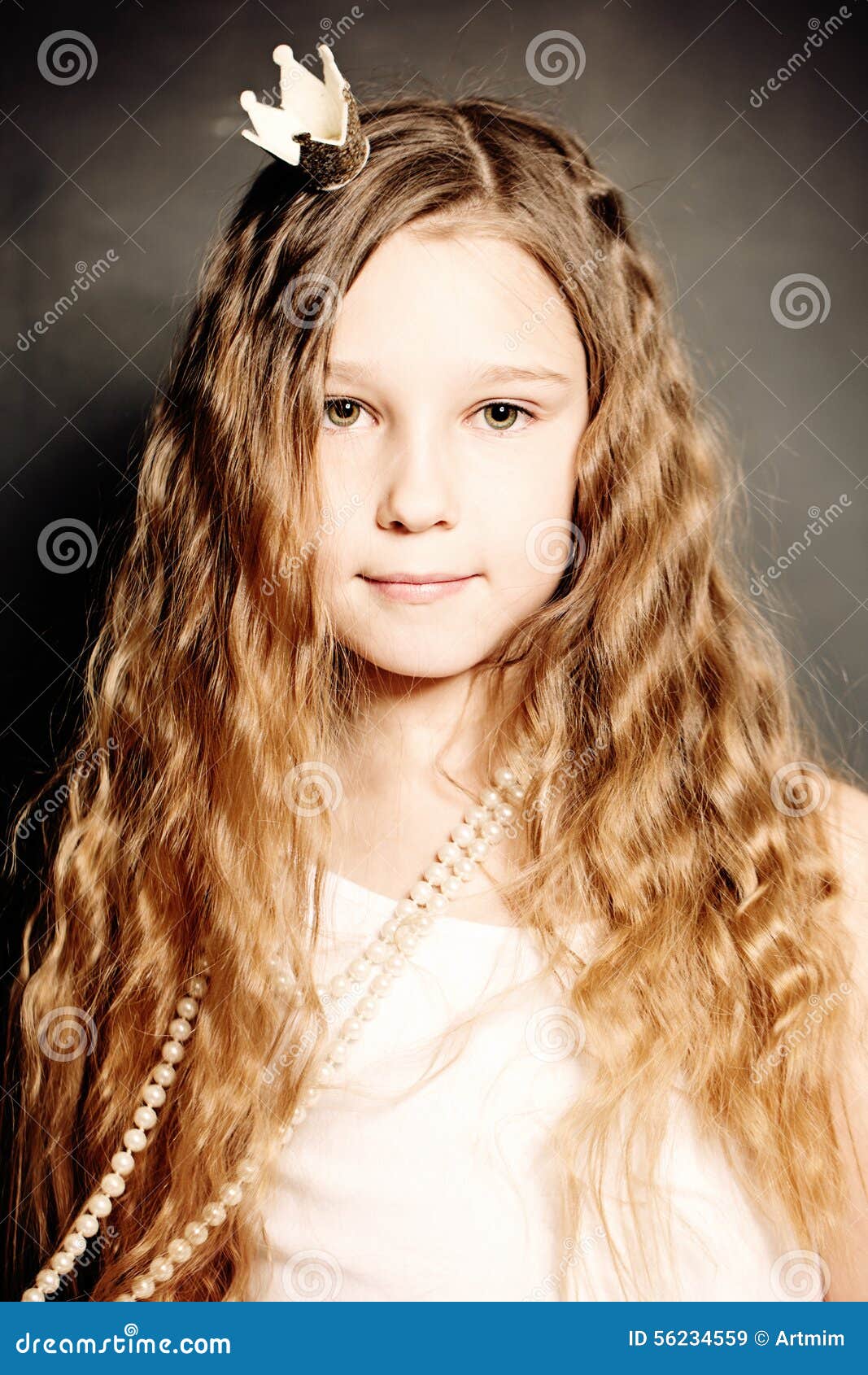 Young Girl Fashion Portrait Cute Face Long Curly Hair Stock Image