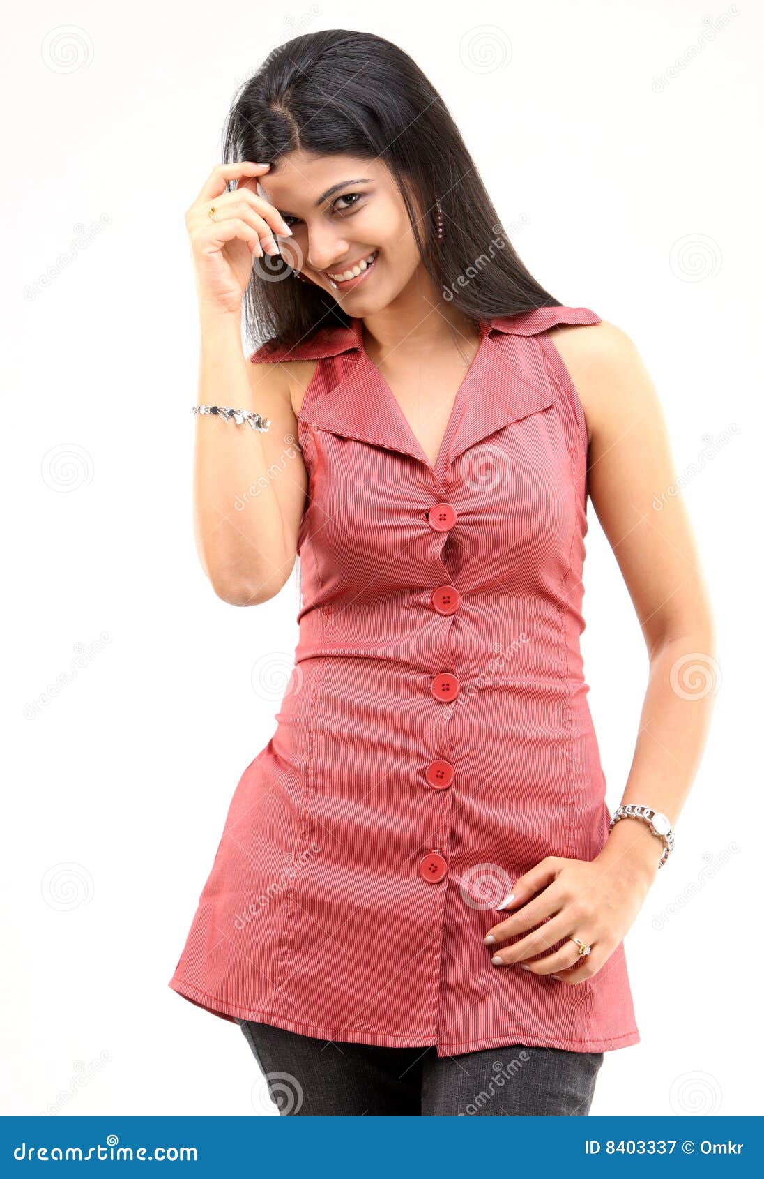 Young Girl Feeling Shy with Happiness Stock Image - Image of hands ...