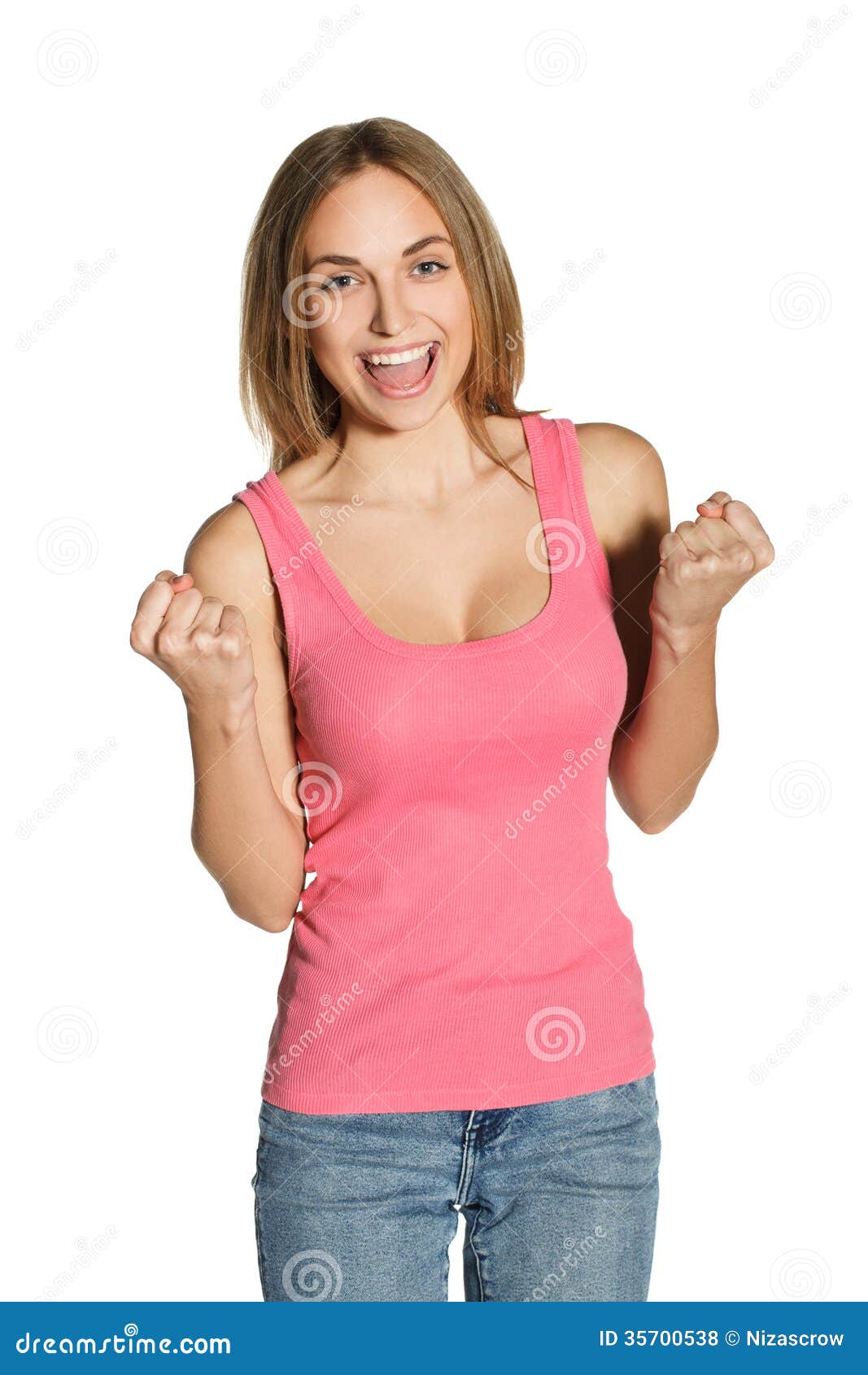 A Young Girl Feels Joyful Emotions Stock Photo - Image of good ...