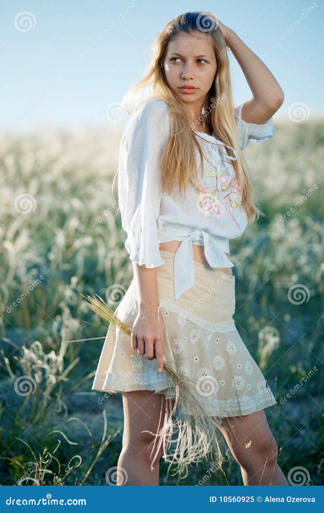 Young girl in field stock image. Image of culture, posing - 10560925
