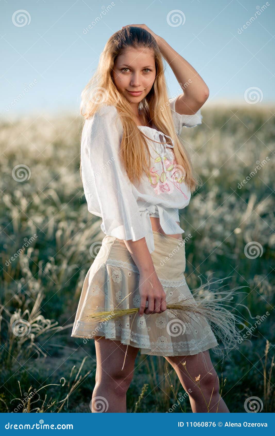 Young girl in field stock photo. Image of long, person - 11060876