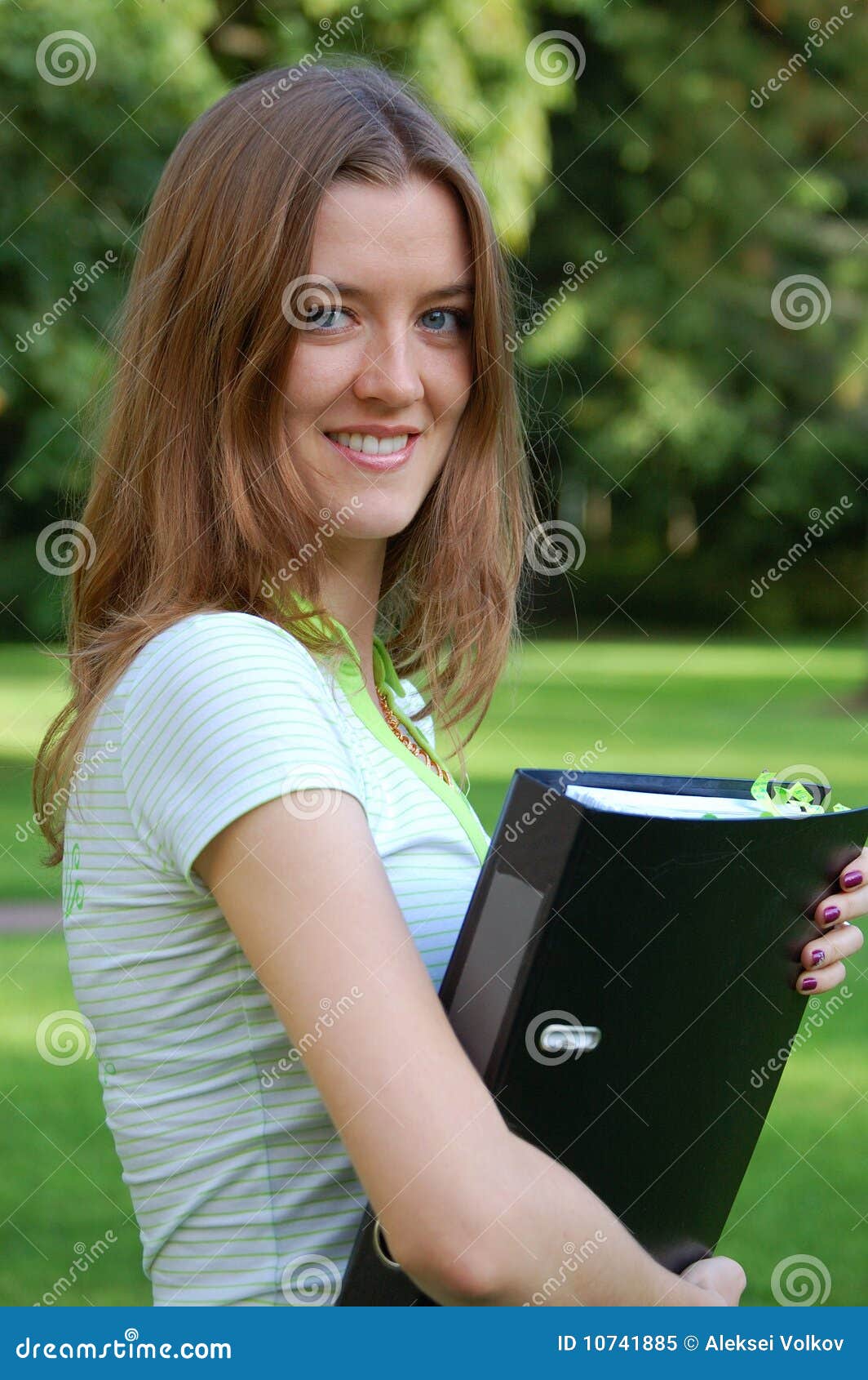 Young girl with folder stock image. Image of learner - 10741885
