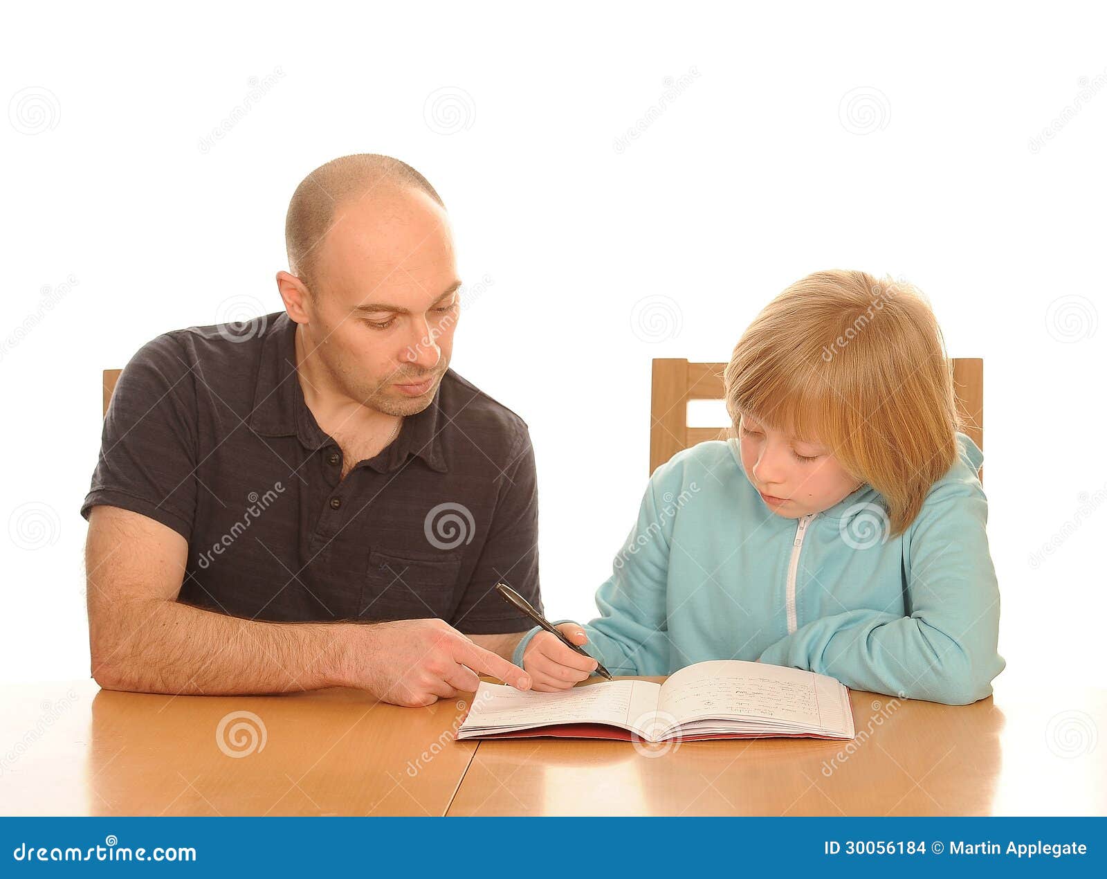 Father Helping Daughter with Homework Stock Photo - Image of school ...