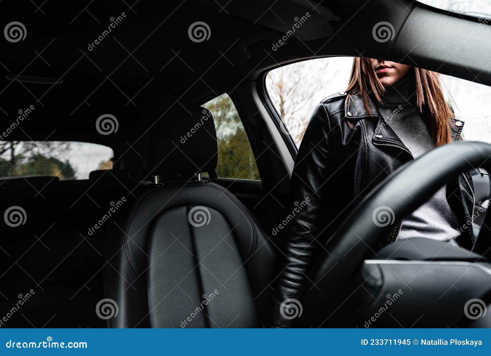 Young Girl Getting into a Car on the Road. Stock Image - Image of lady ...