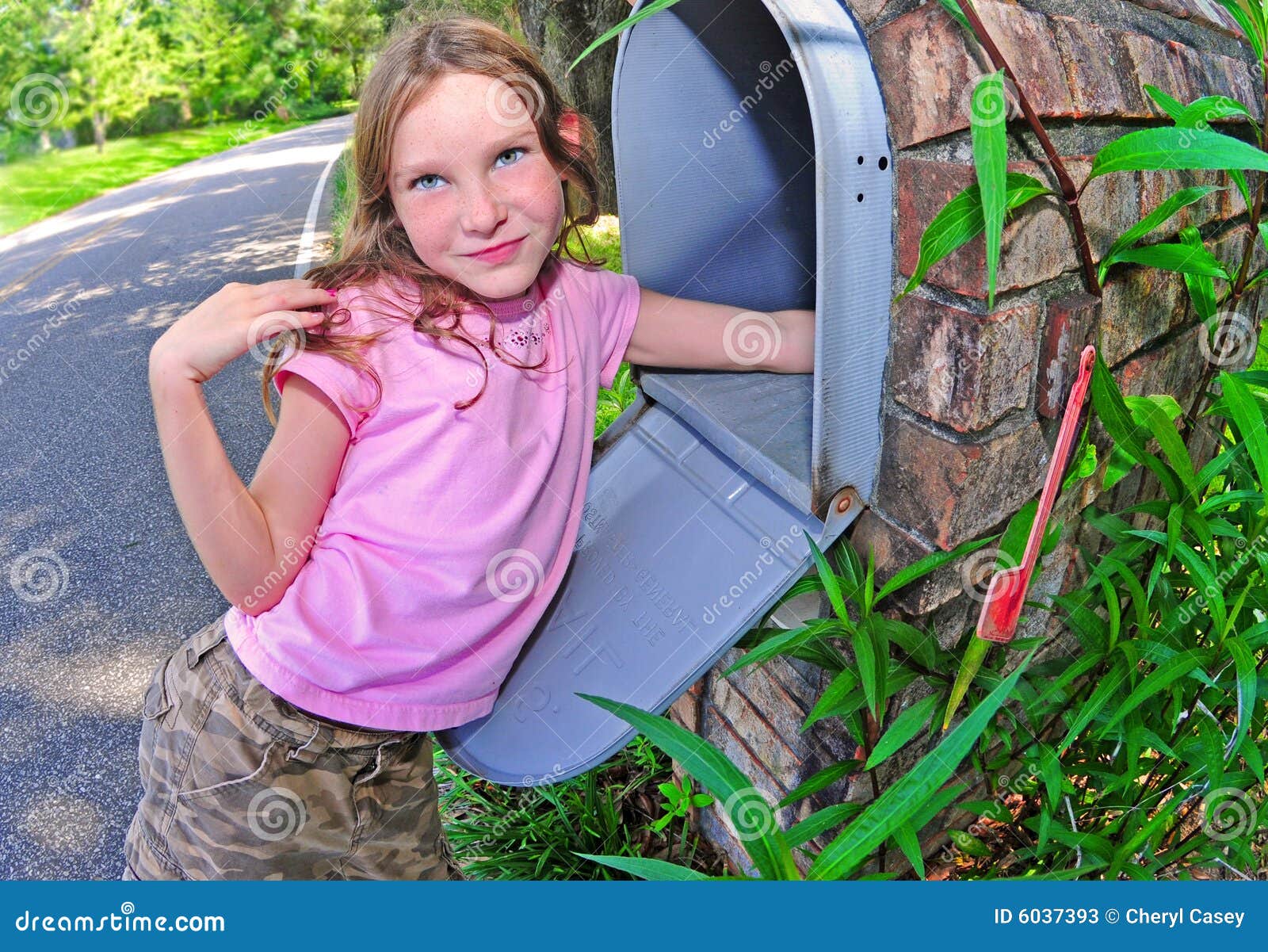 Young Girl Getting the Mail Stock Image - Image of letter, girl: 6037393