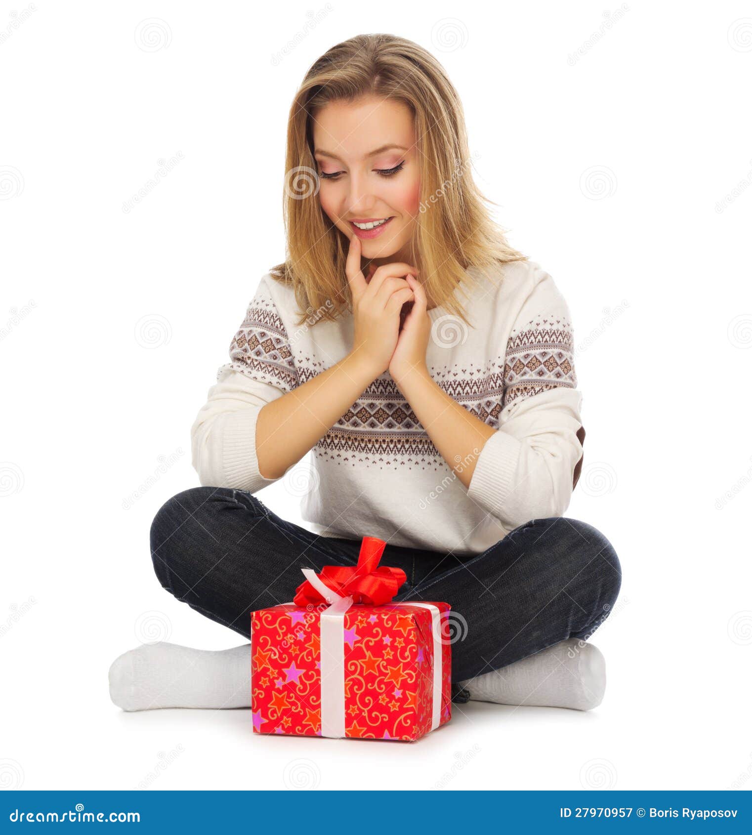 Young girl with gift box stock image. Image of smile - 27970957