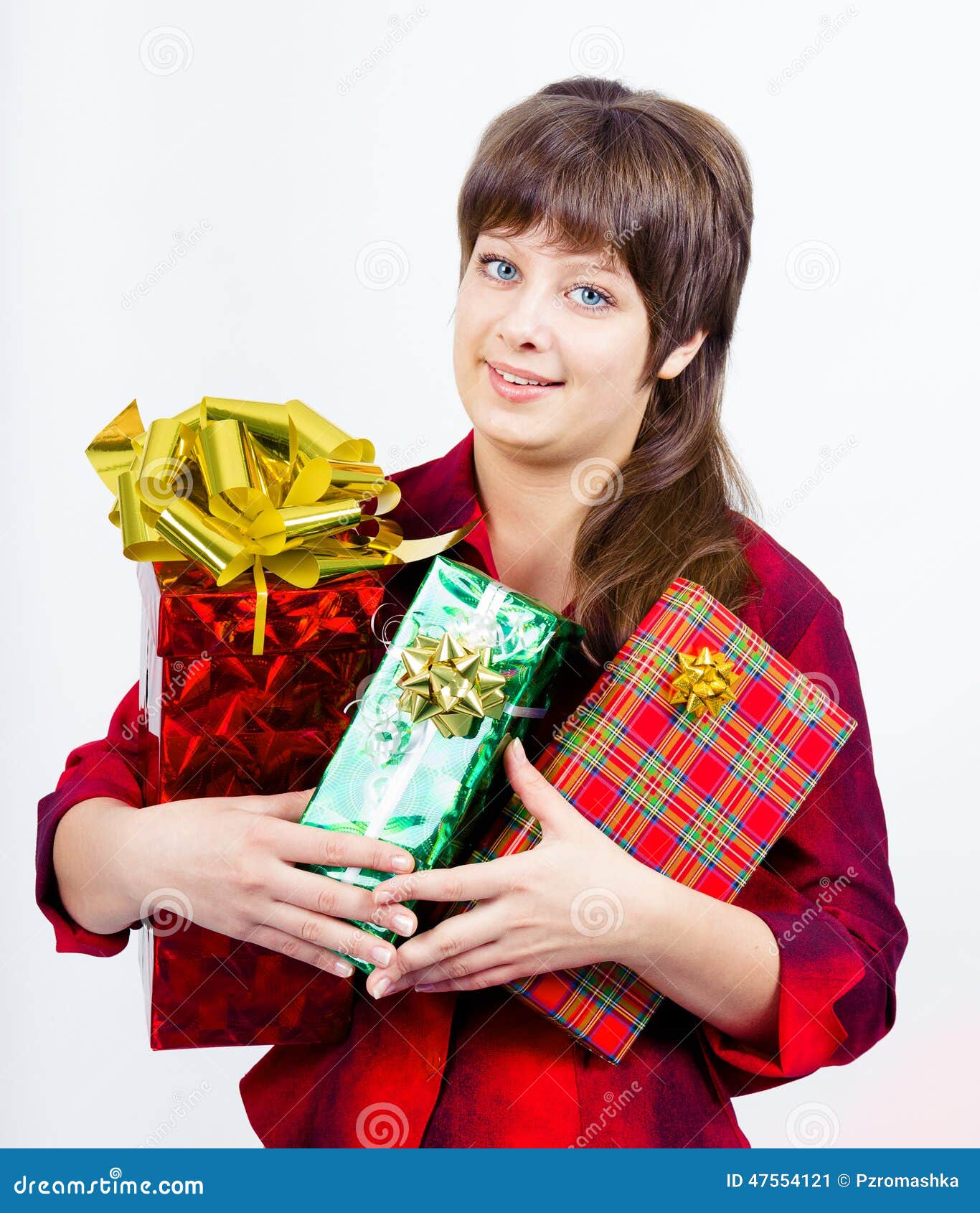 Young girl with a gift box stock image. Image of positive - 47554121