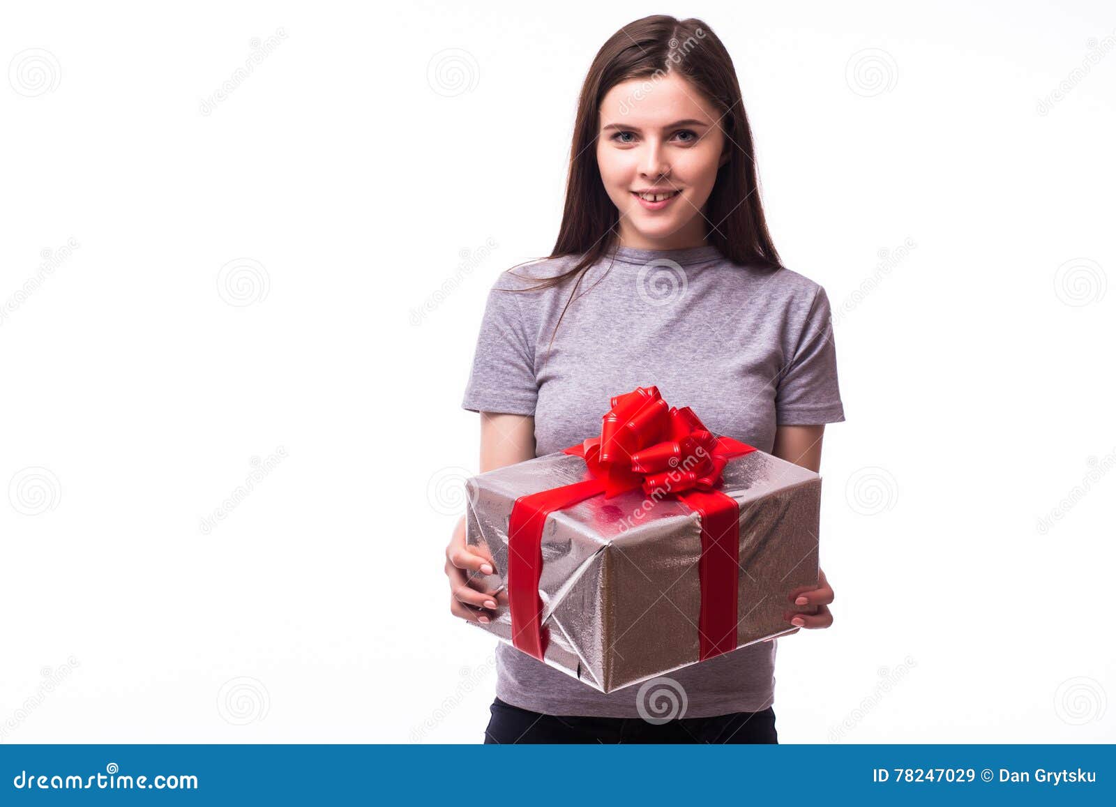 Young Girl Giving a Present. Stock Image - Image of gift, adorable ...