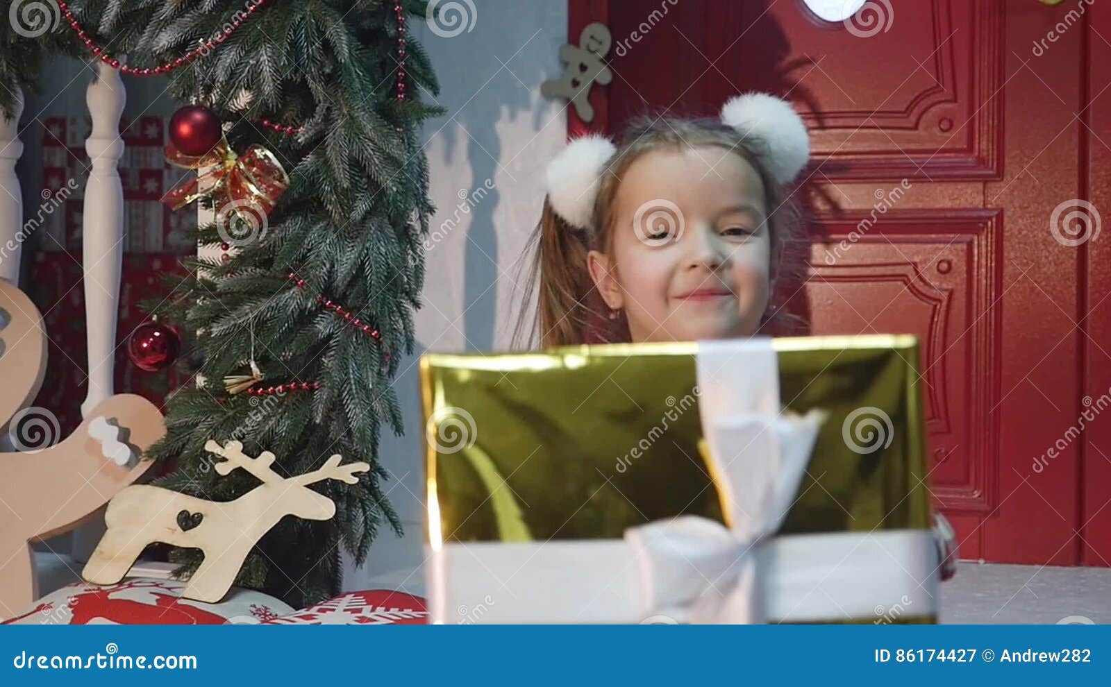 Young Girl Giving a Present To Camera Stock Video - Video of ...