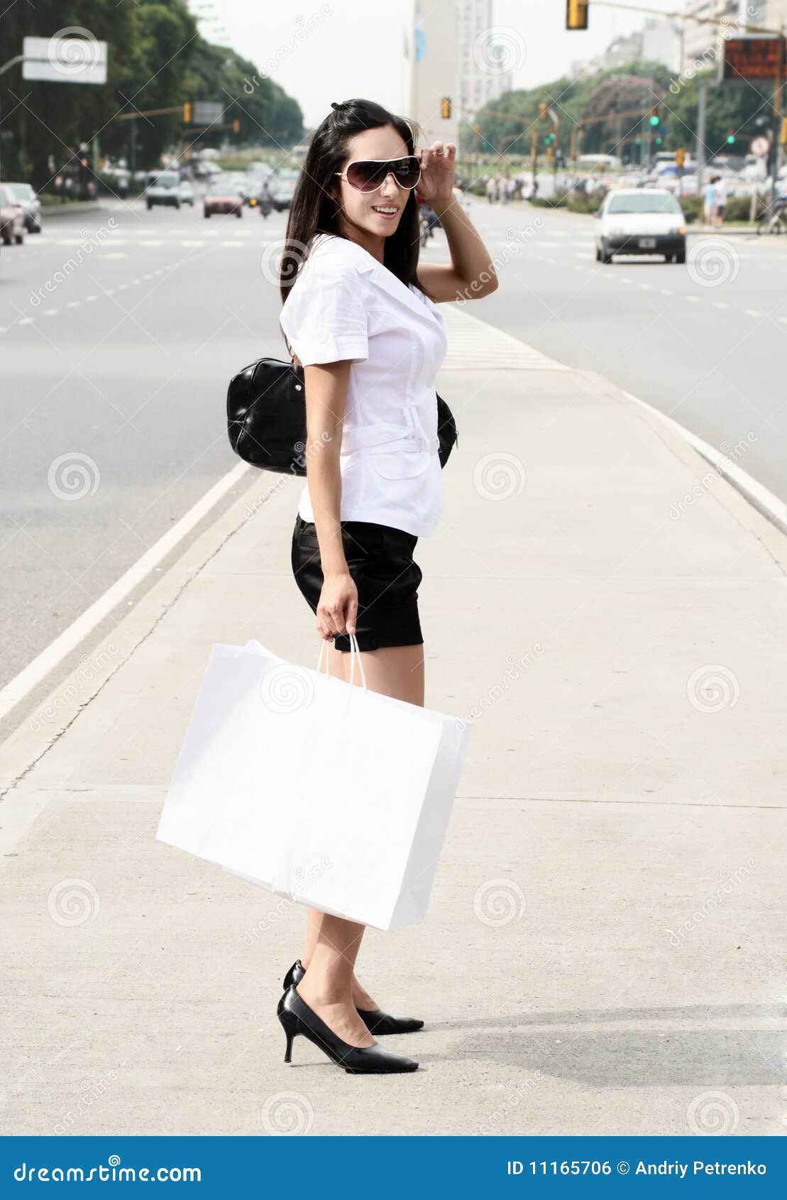 The Young Girl Going on Street Stock Photo - Image of color, human ...