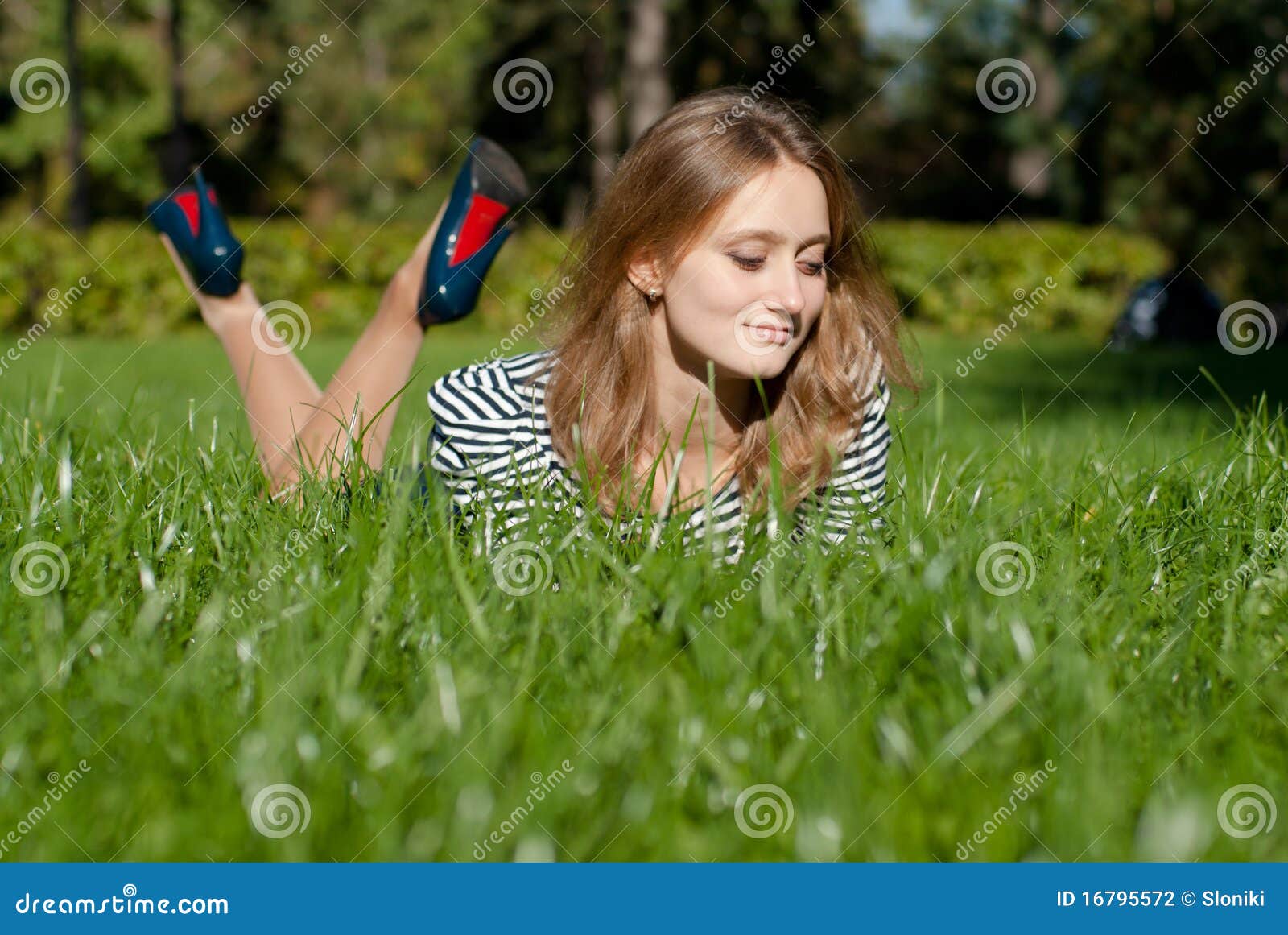 Young girl on the grass stock photo. Image of grass, lawn - 16795572