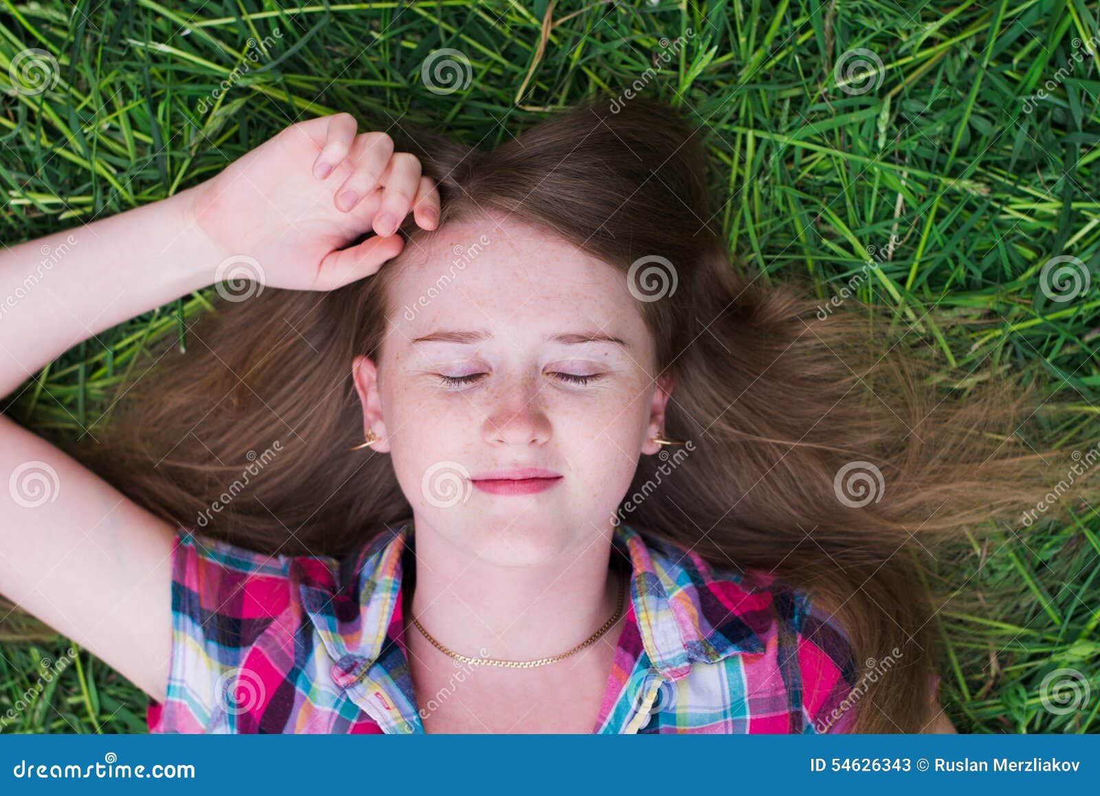 A Young Girl On The Grass Stock Image Image Of Beautiful 54626343