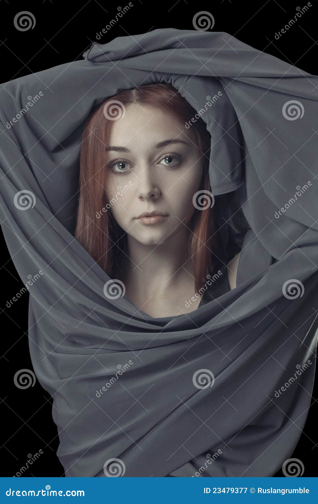 Young girl with grey cloth stock image. Image of lady - 23479377