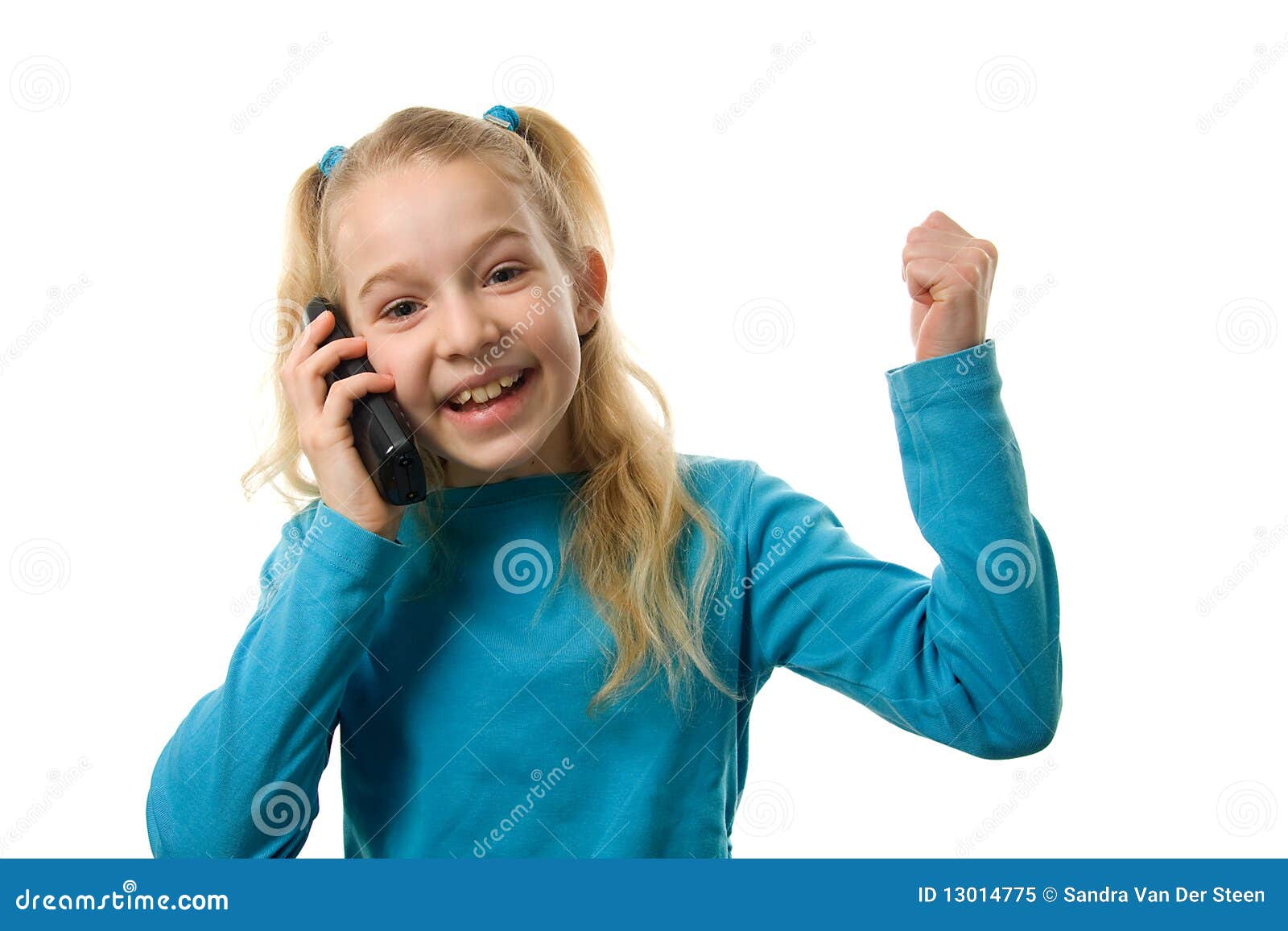 Young Girl is Happy on the Phone Stock Image - Image of model ...