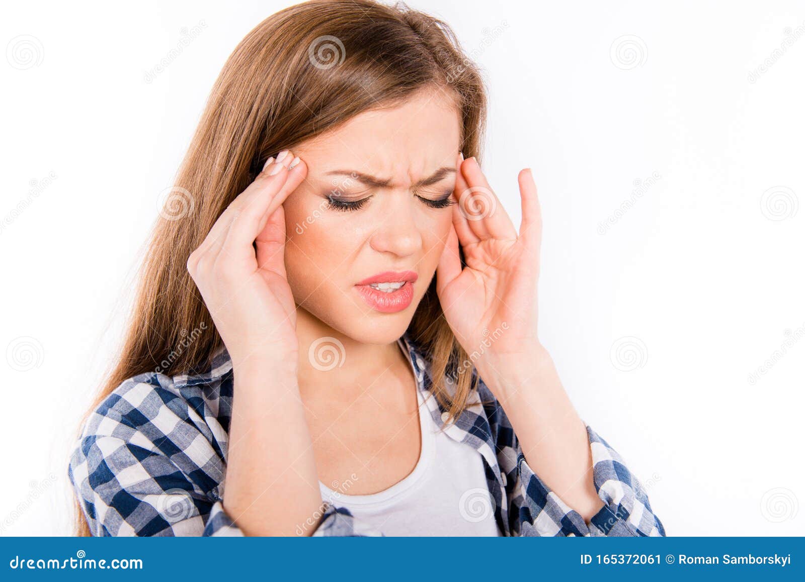 Young Girl Has a Severe Headache Stock Image - Image of elegance ...