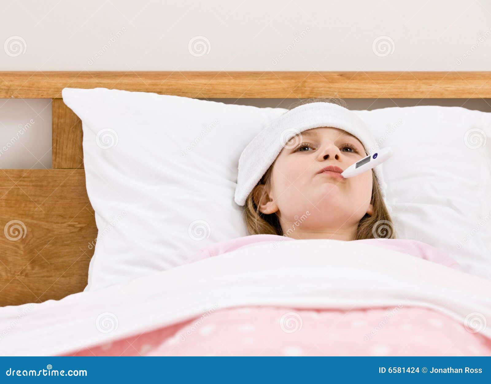 Young Girl Having Her Temperature Taken with the Stock Photo - Image of ...