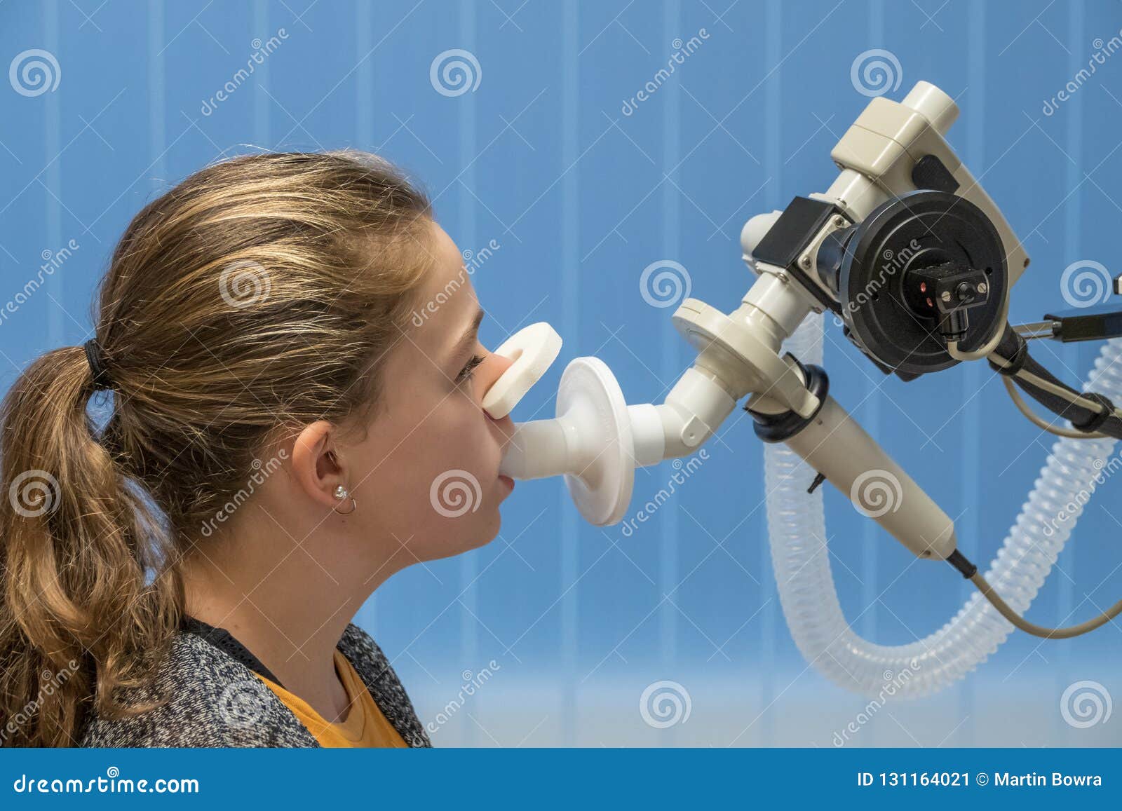 A Young Girl Having a Lung Function Test Stock Image - Image of ...
