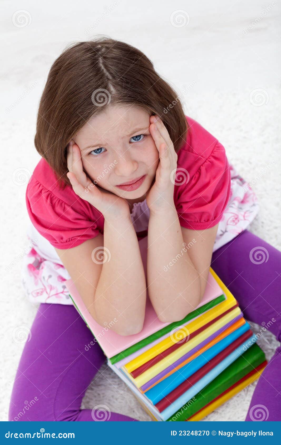 Young Girl with Headache from Too Much Learning Stock Photo - Image of ...