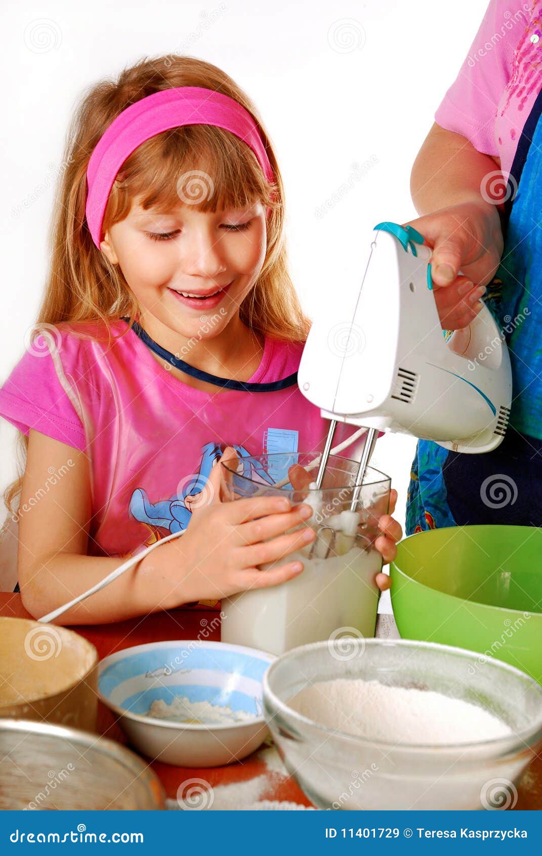 Young Girl Helping in Baking Cake Stock Image - Image of daughter ...