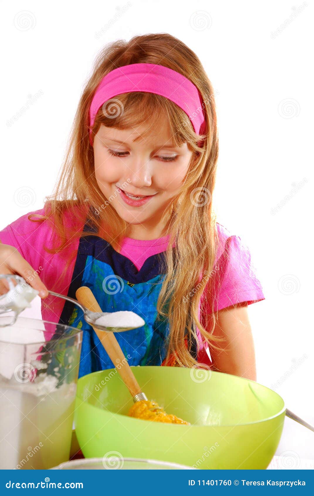 Young Girl Helping in Baking Cake Stock Photo - Image of sweets, mixer ...